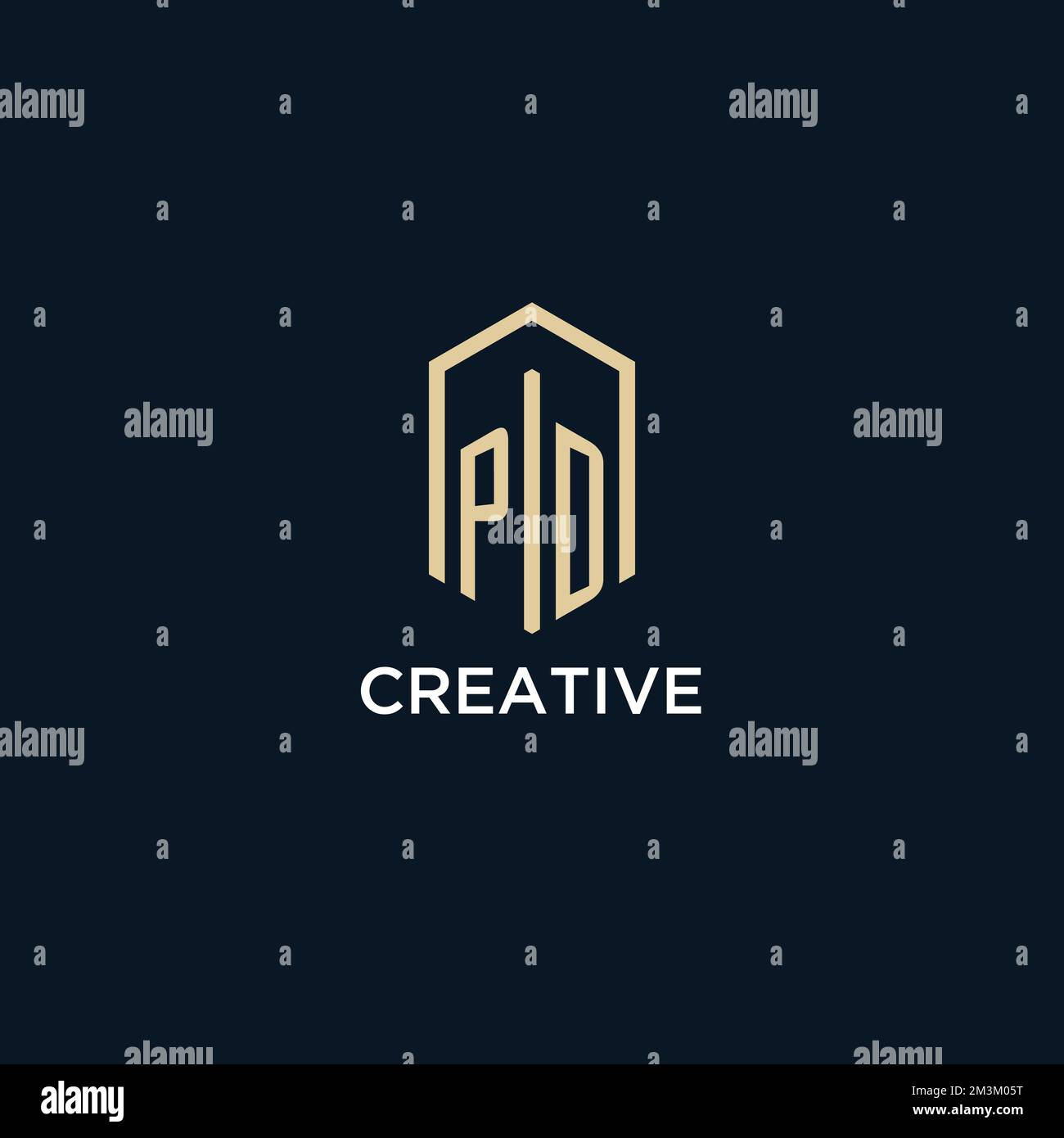 PD initial monogram logo with hexagonal shape style, real estate logo ...