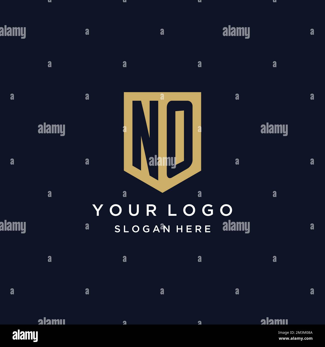 NO monogram initials logo design with shield icon template Stock Vector ...