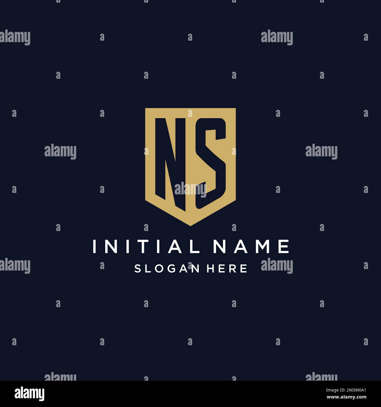 NS monogram initials logo design with shield icon template Stock Vector ...