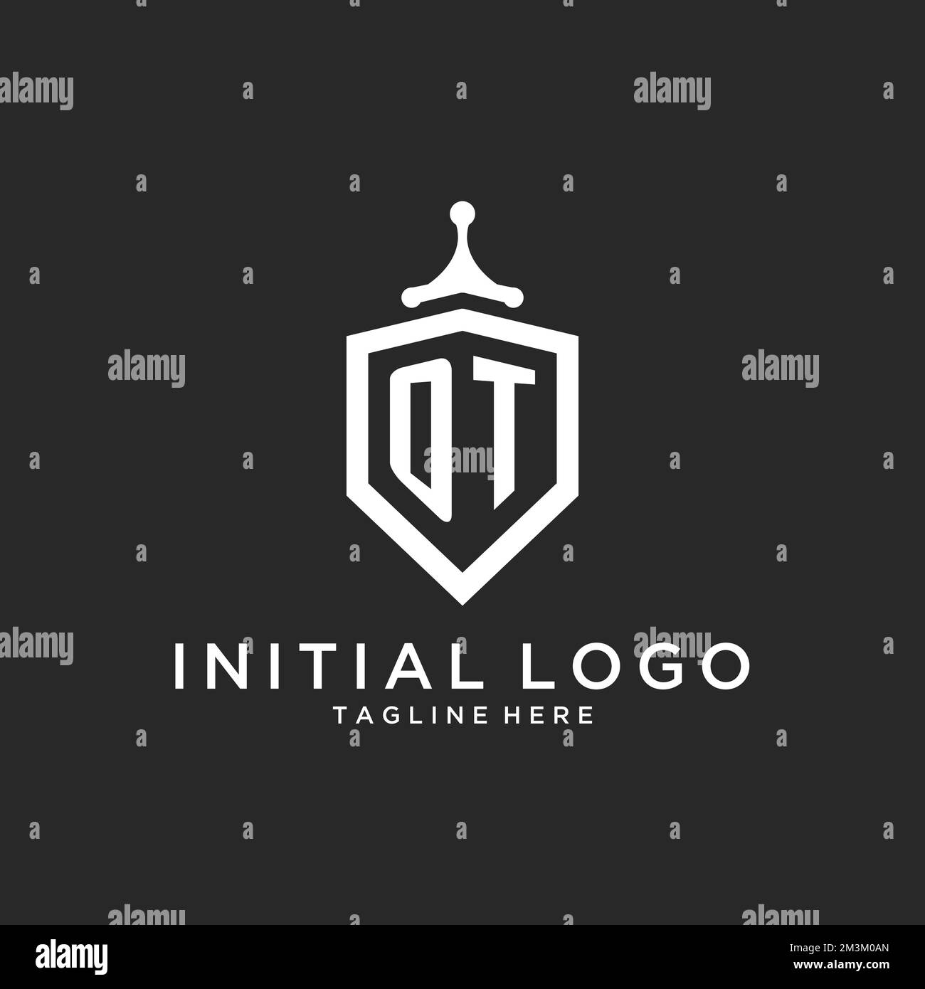 OT monogram logo initial with shield guard shape design ideas Stock ...