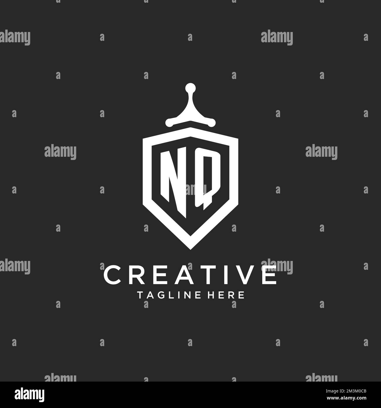 NQ monogram logo initial with shield guard shape design ideas Stock ...