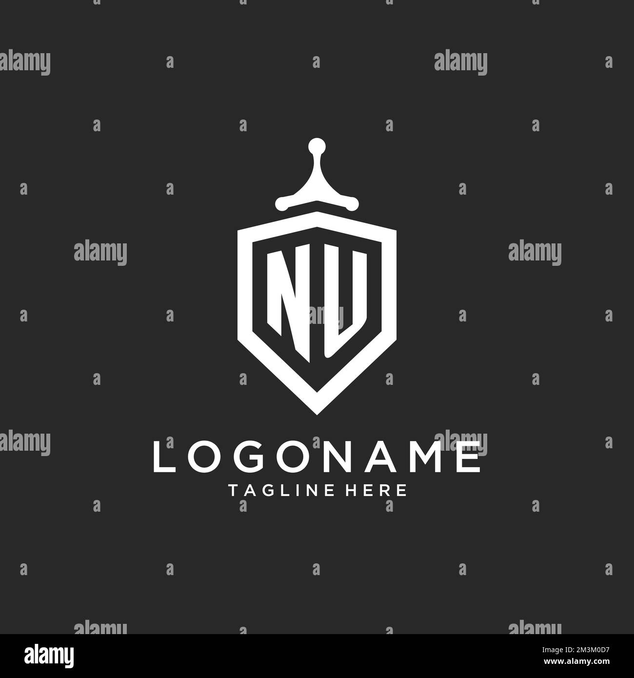 NU monogram logo initial with shield guard shape design ideas Stock ...
