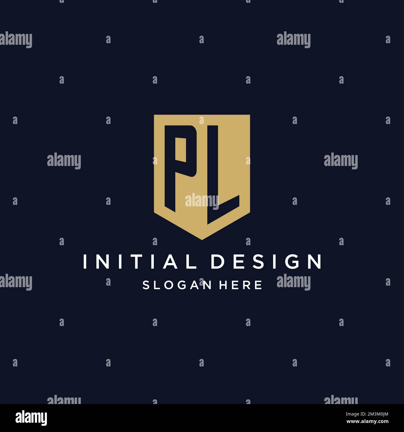 PL monogram initials logo design with shield icon template Stock Vector ...