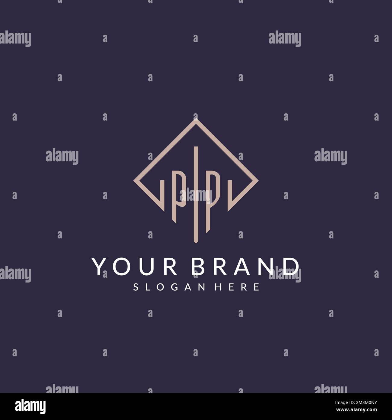 PP initial monogram logo with rectangle style design ideas Stock Vector ...