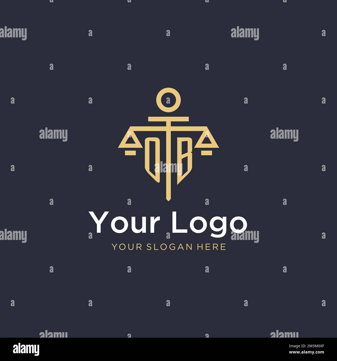 OB initial monogram logo with scale and pillar style design ideas Stock ...