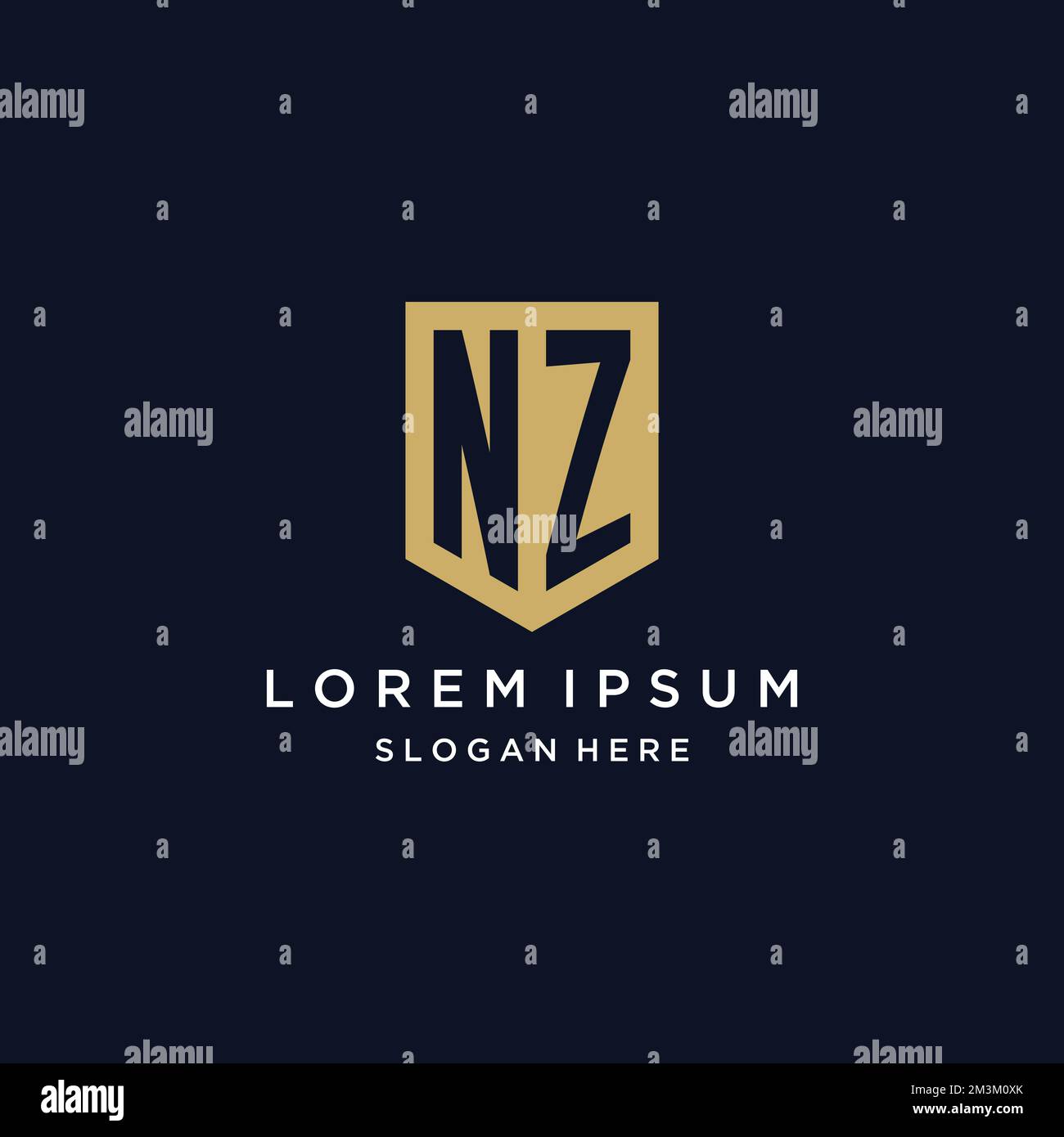 NZ monogram initials logo design with shield icon template Stock Vector ...