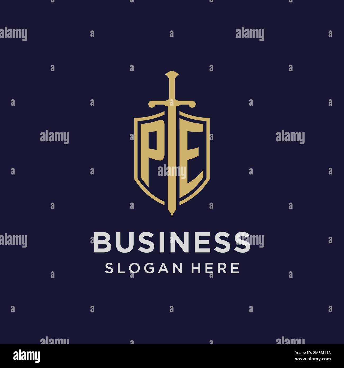 PE logo initial monogram with shield and sword design ideas Stock Vector Image & Art - Alamy