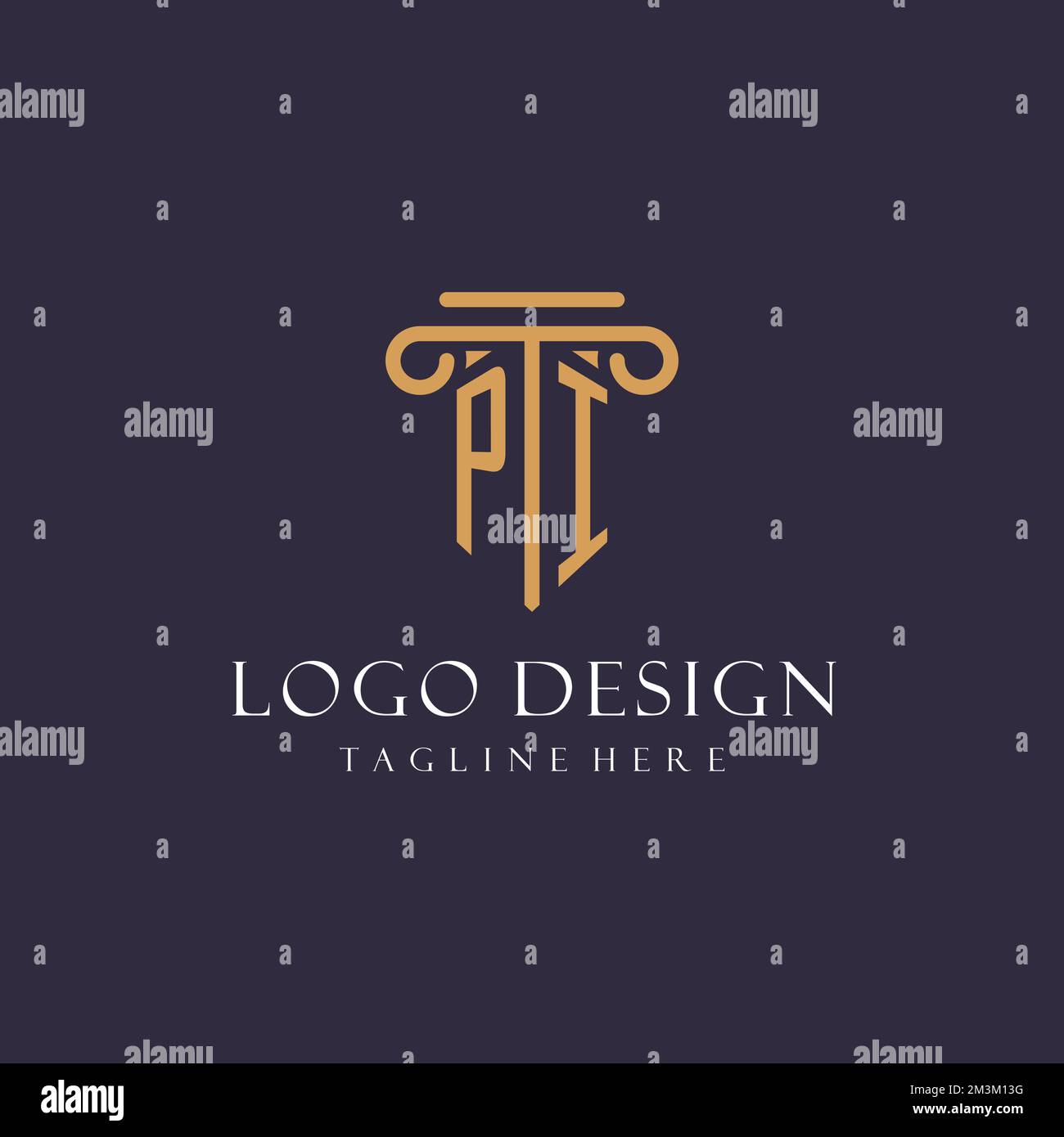 PI monogram initials design for law firm, lawyer, law office with pillar style ideas Stock ...