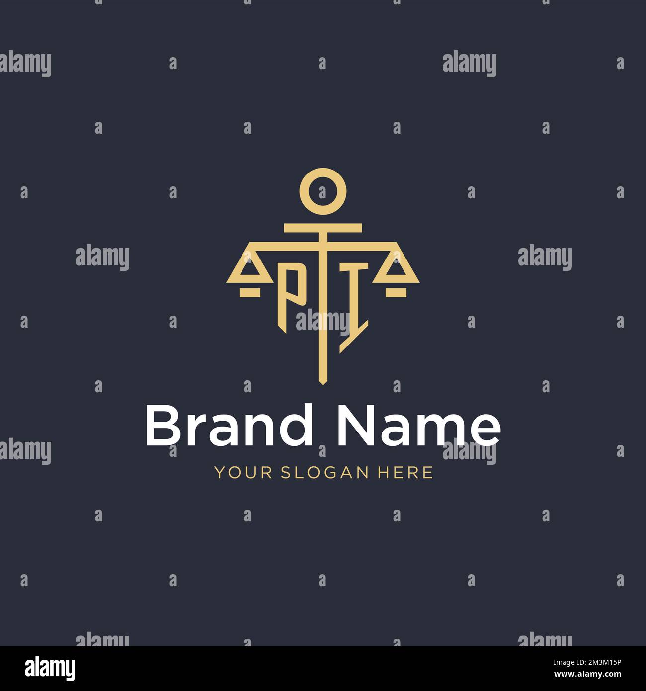 PI initial monogram logo with scale and pillar style design ideas Stock ...