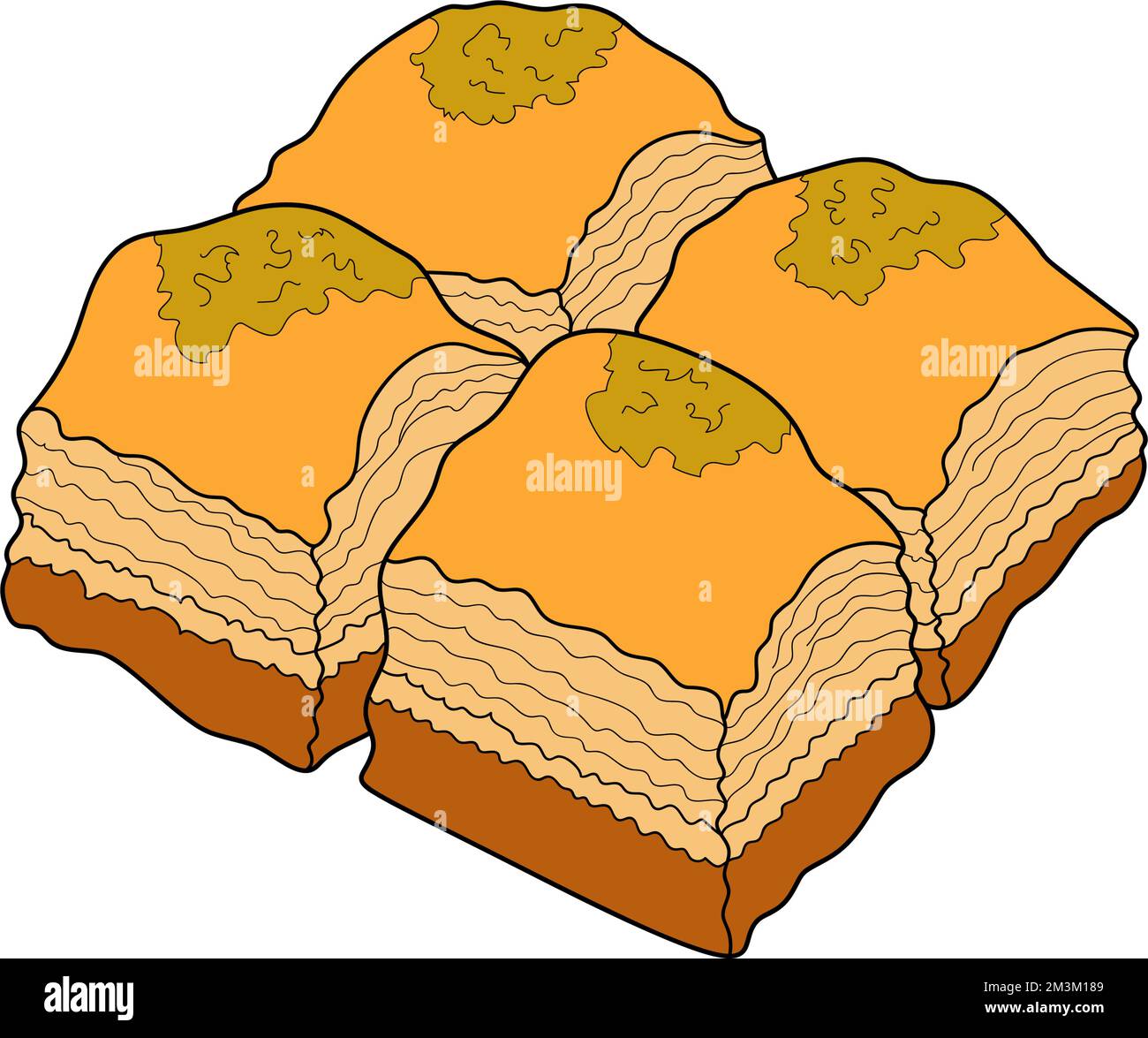 Baklava is a layered pastry dessert. Bulgarian traditional food. Vector ...