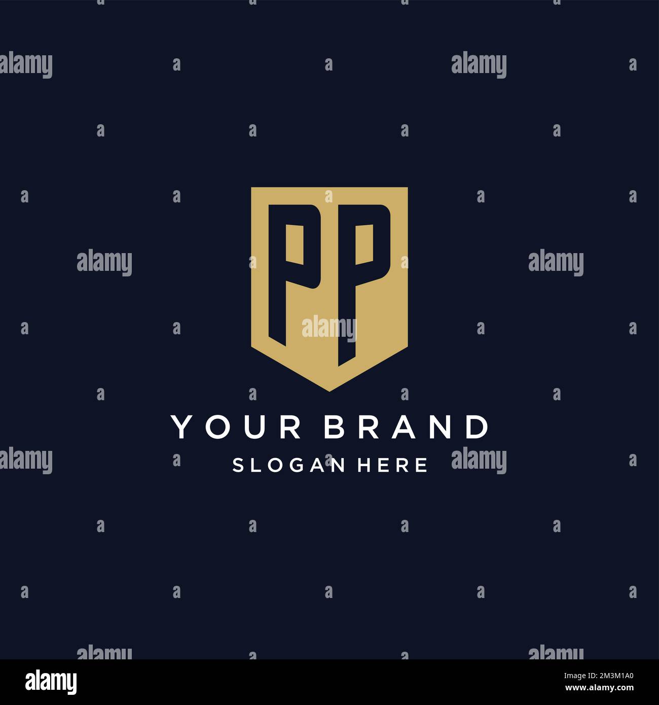 PP monogram initials logo design with shield icon template Stock Vector ...