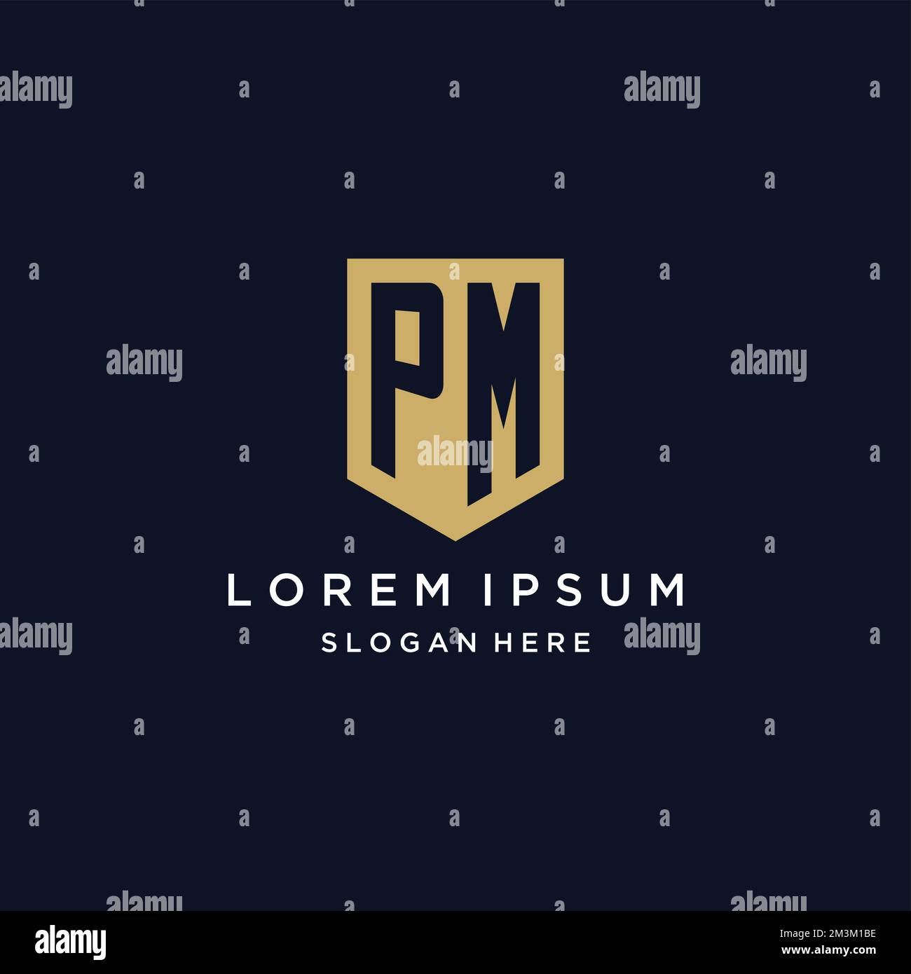 PM monogram initials logo design with shield icon template Stock Vector ...