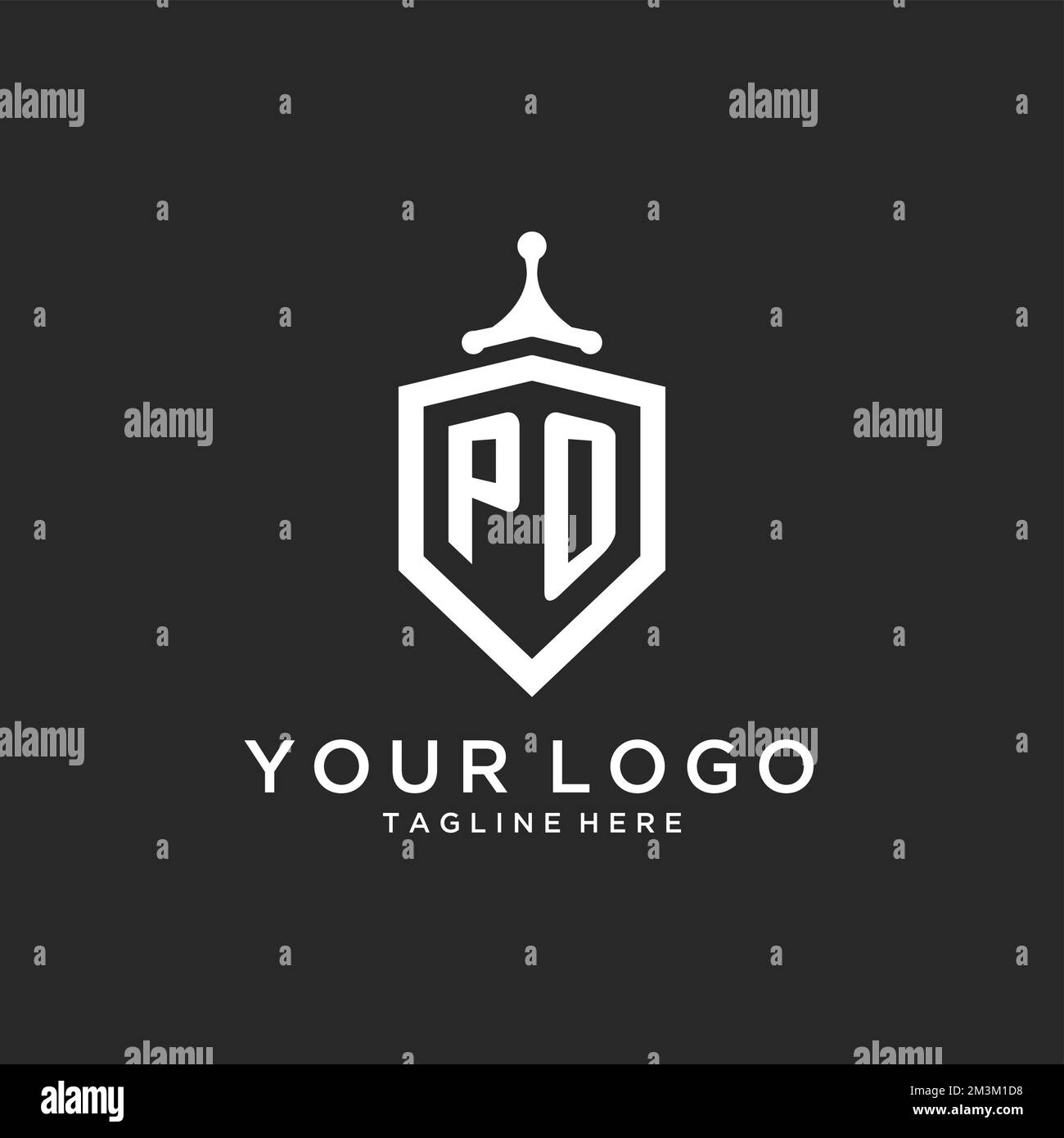 PO monogram logo initial with shield guard shape design ideas Stock ...