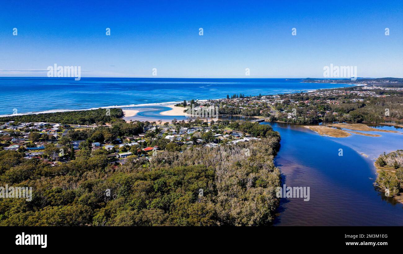 An aerial view of cityscape New South Wales surrounded by buildings and ...