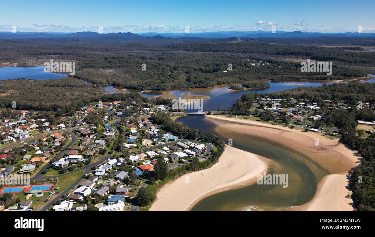 An aerial view of cityscape New South Wales surrounded by buildings and ...