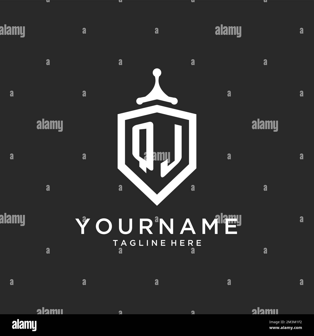 QJ monogram logo initial with shield guard shape design ideas Stock ...