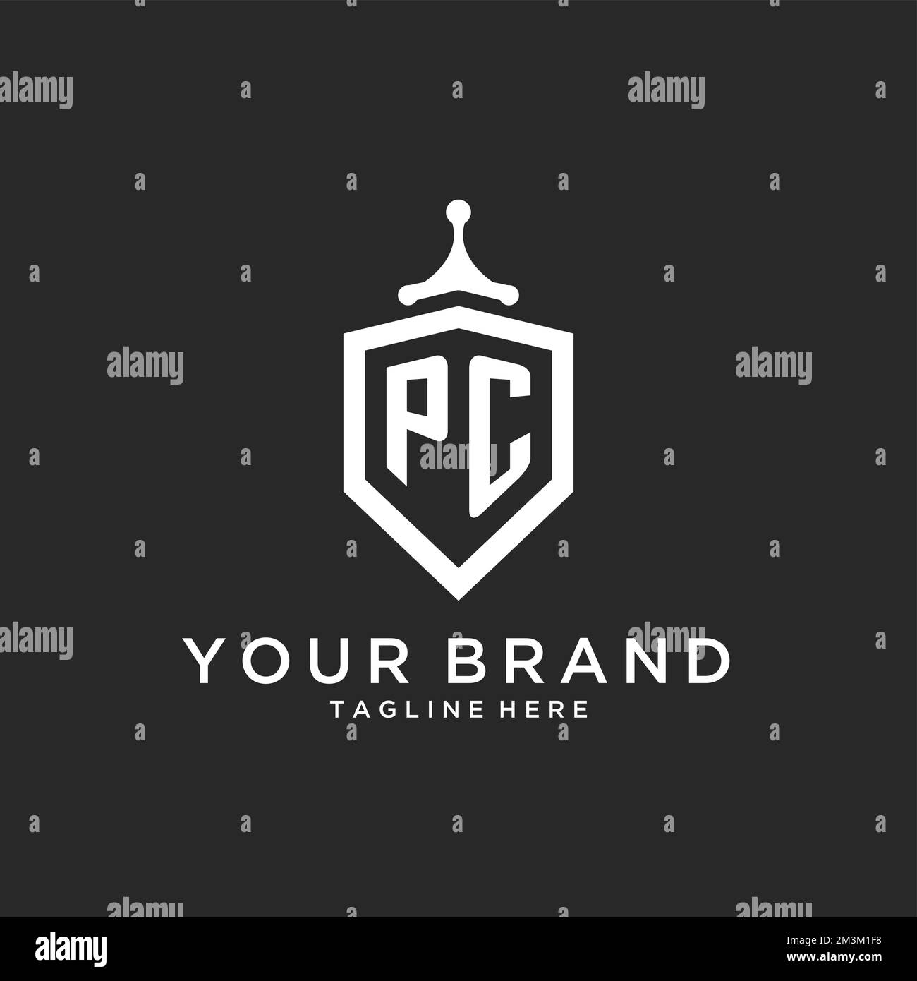 PC monogram logo initial with shield guard shape design ideas Stock ...