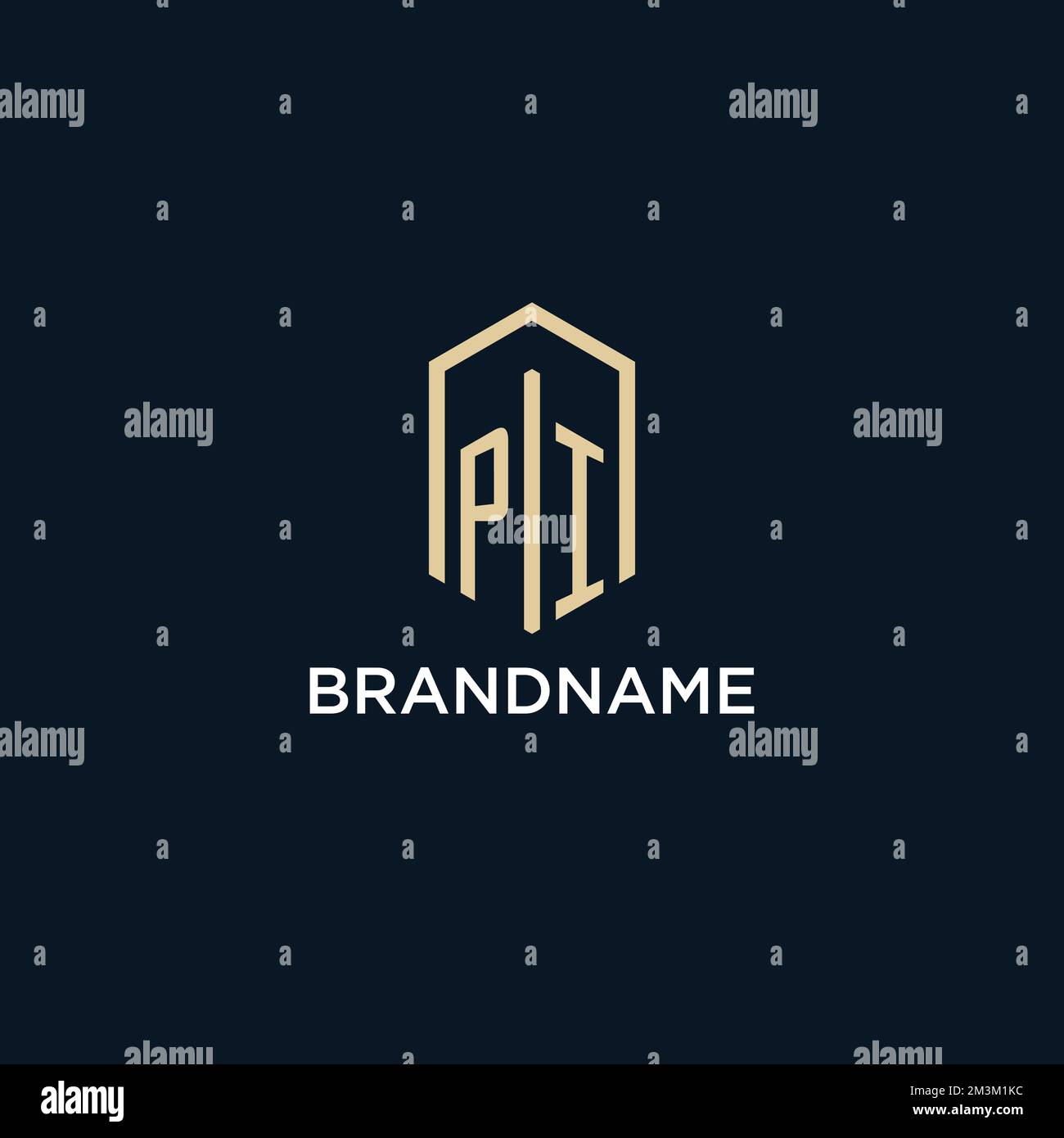 PI initial monogram logo with hexagonal shape style, real estate logo design ideas inspiration ...