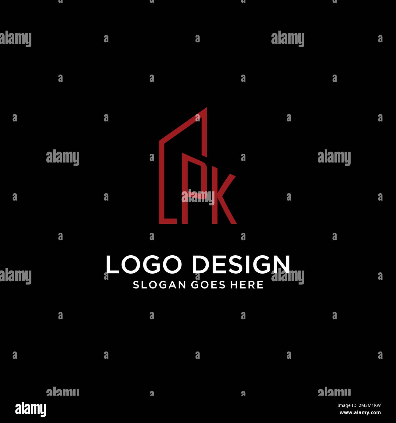 PK initial monogram with building logo design ideas Stock Vector Image ...