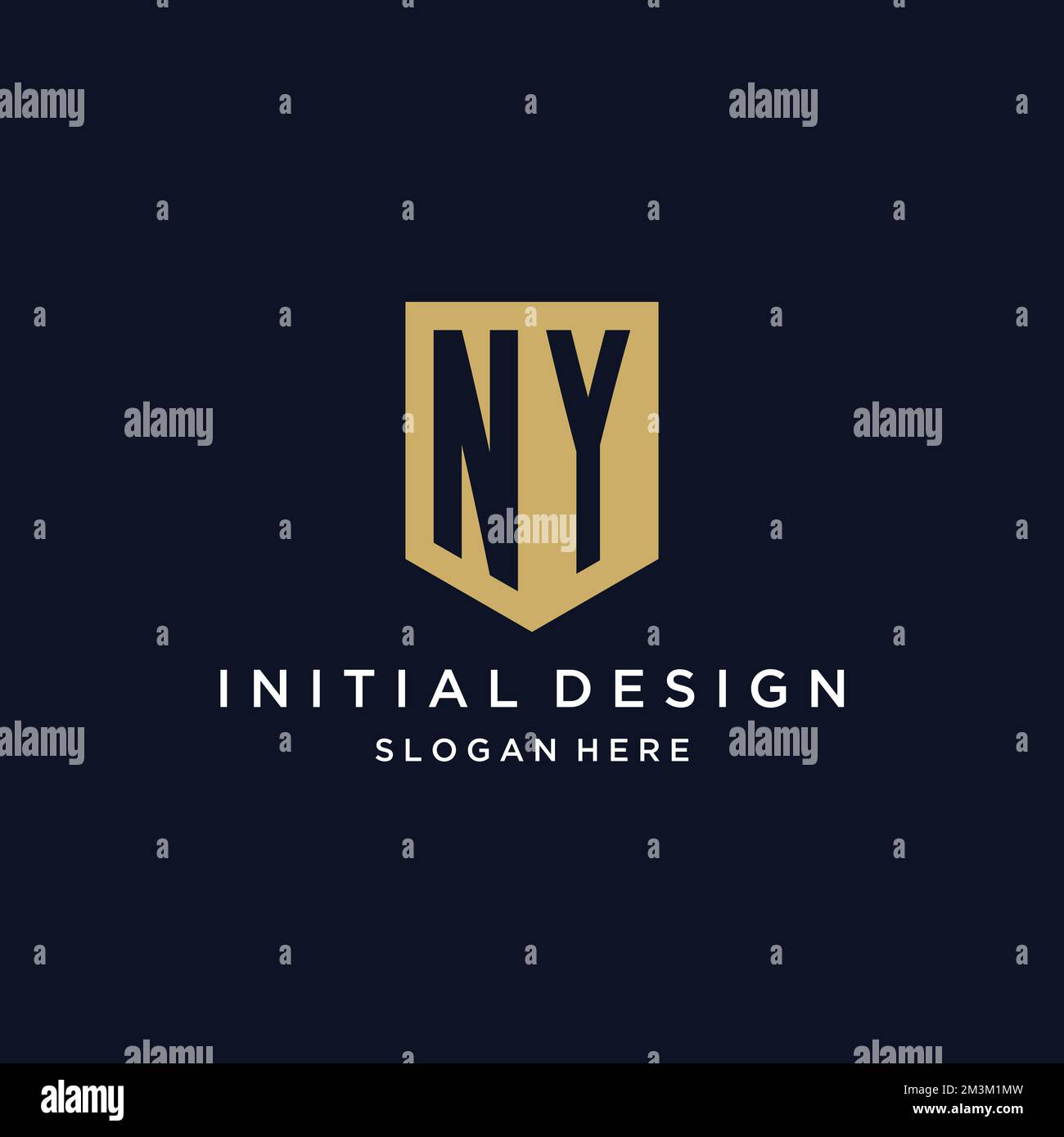 NY monogram initials logo design with shield icon template Stock Vector ...