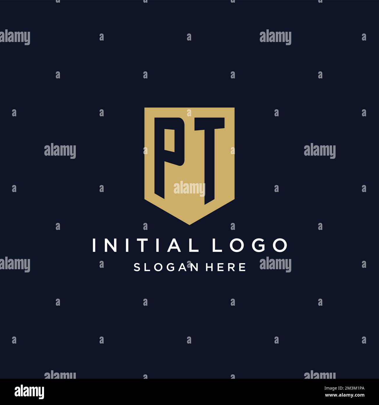 PT monogram initials logo design with shield icon template Stock Vector ...