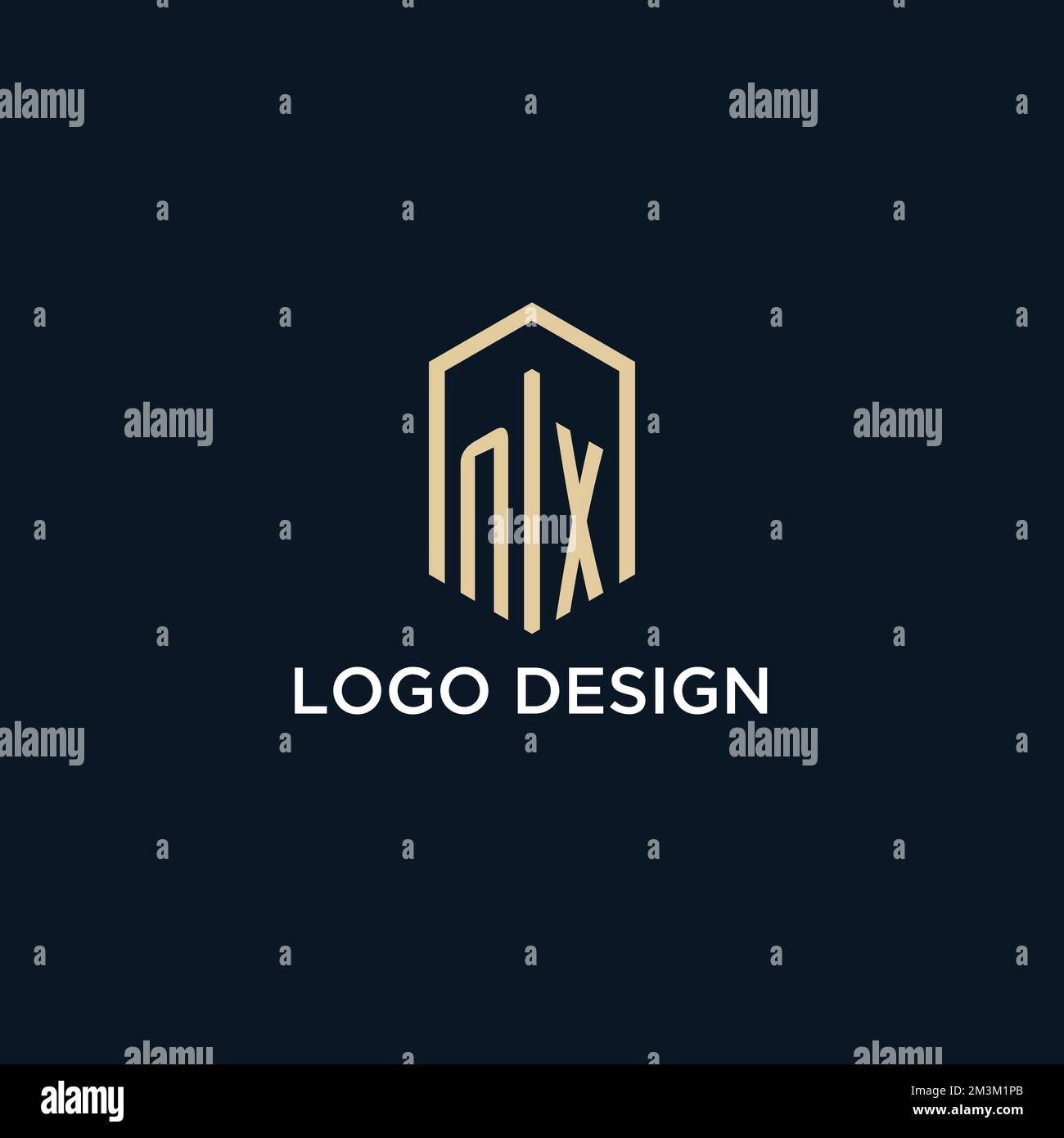 NX initial monogram logo with hexagonal shape style, real estate logo ...