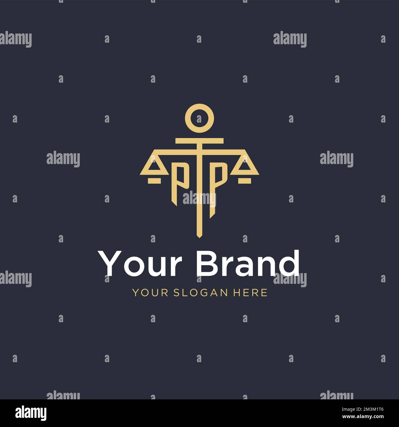 PP initial monogram logo with scale and pillar style design ideas Stock ...
