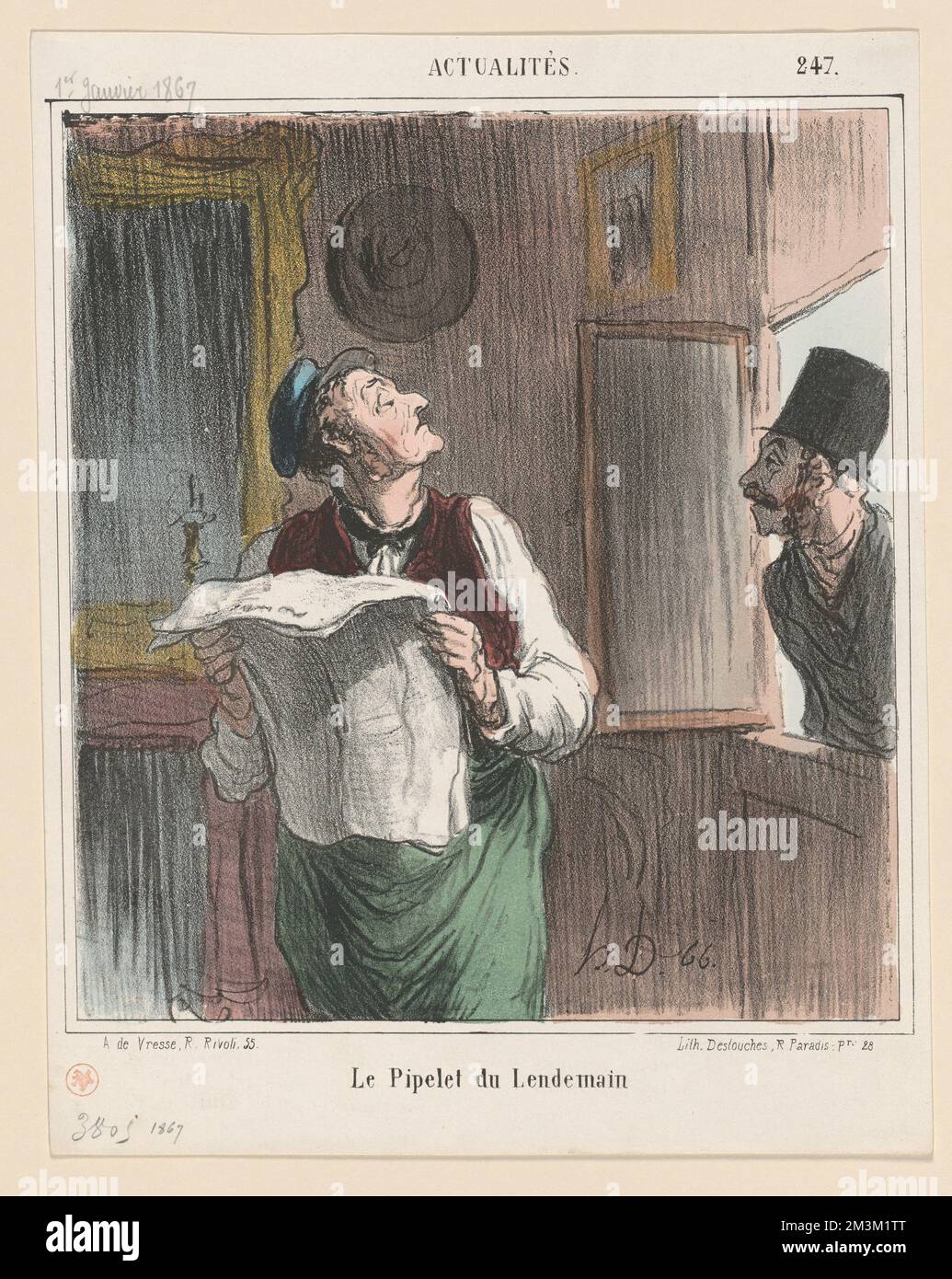 Le Pipelet du Lendemain. Honoré Daumier (1808-1879). Lithographs Stock ...