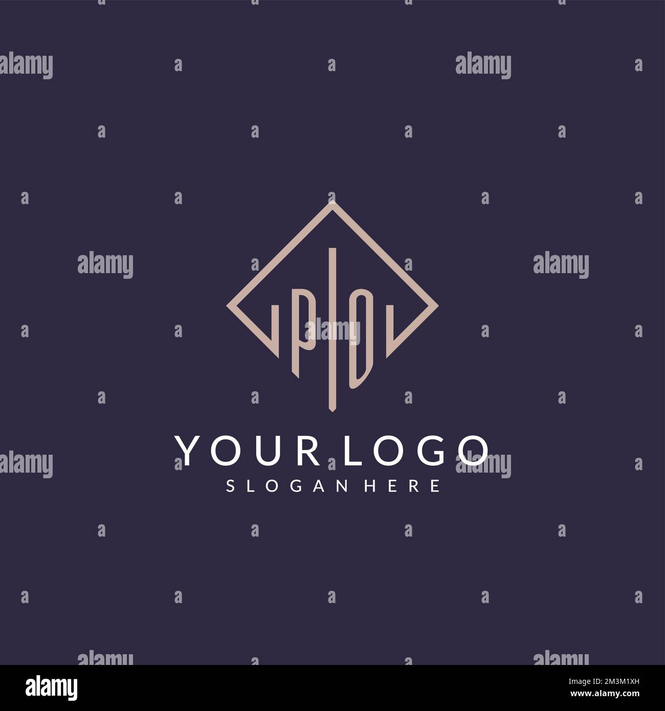 PO initial monogram logo with rectangle style design ideas Stock Vector ...