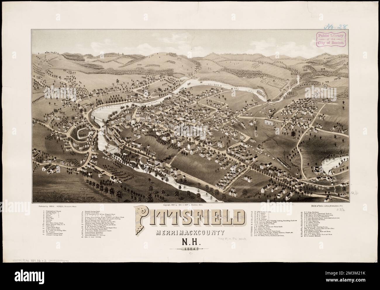 Pittsfield, Merrimackcounty [sic], N.H : 1884 , Pittsfield N.H., Aerial ...