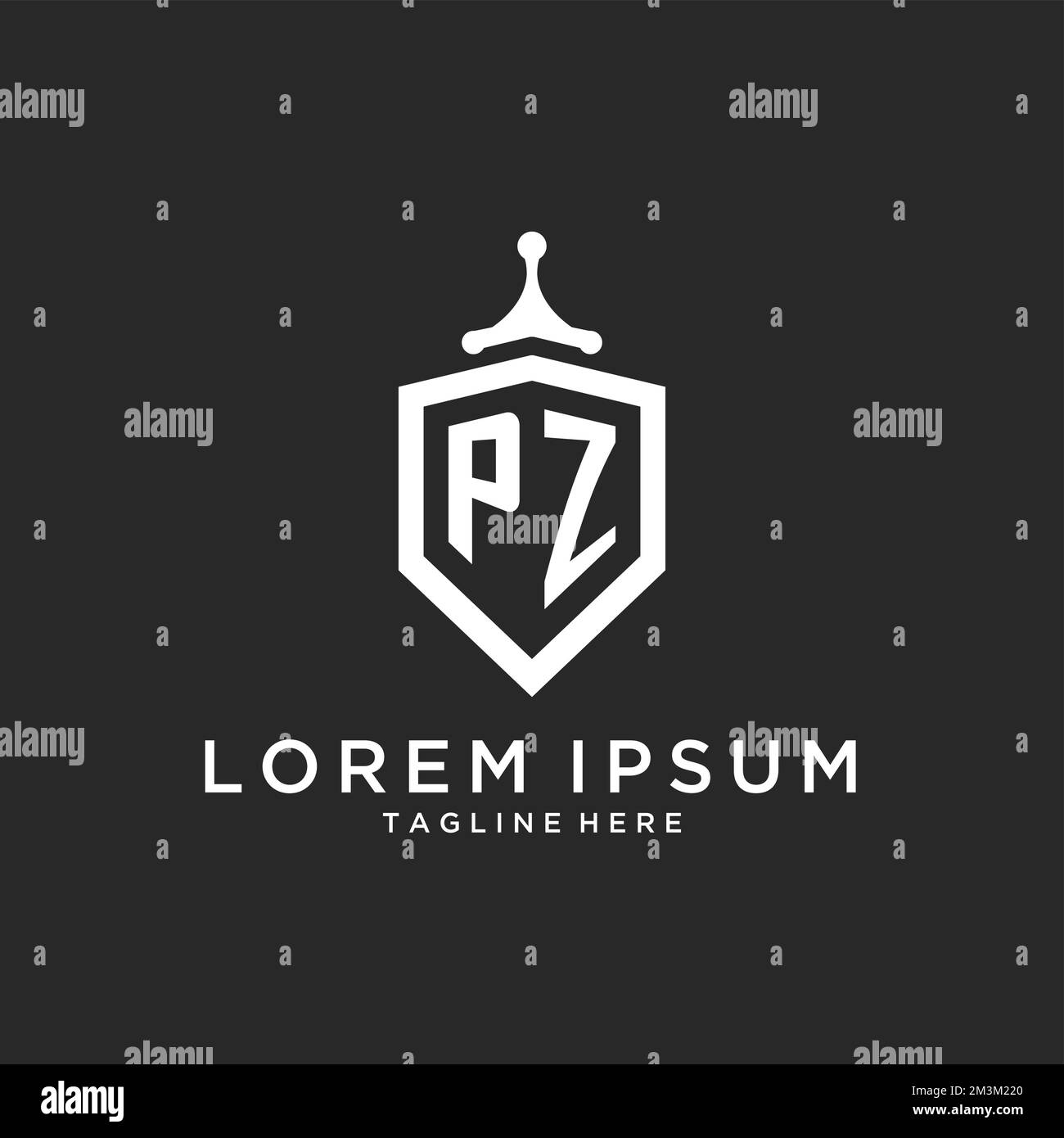 PZ monogram logo initial with shield guard shape design ideas Stock ...
