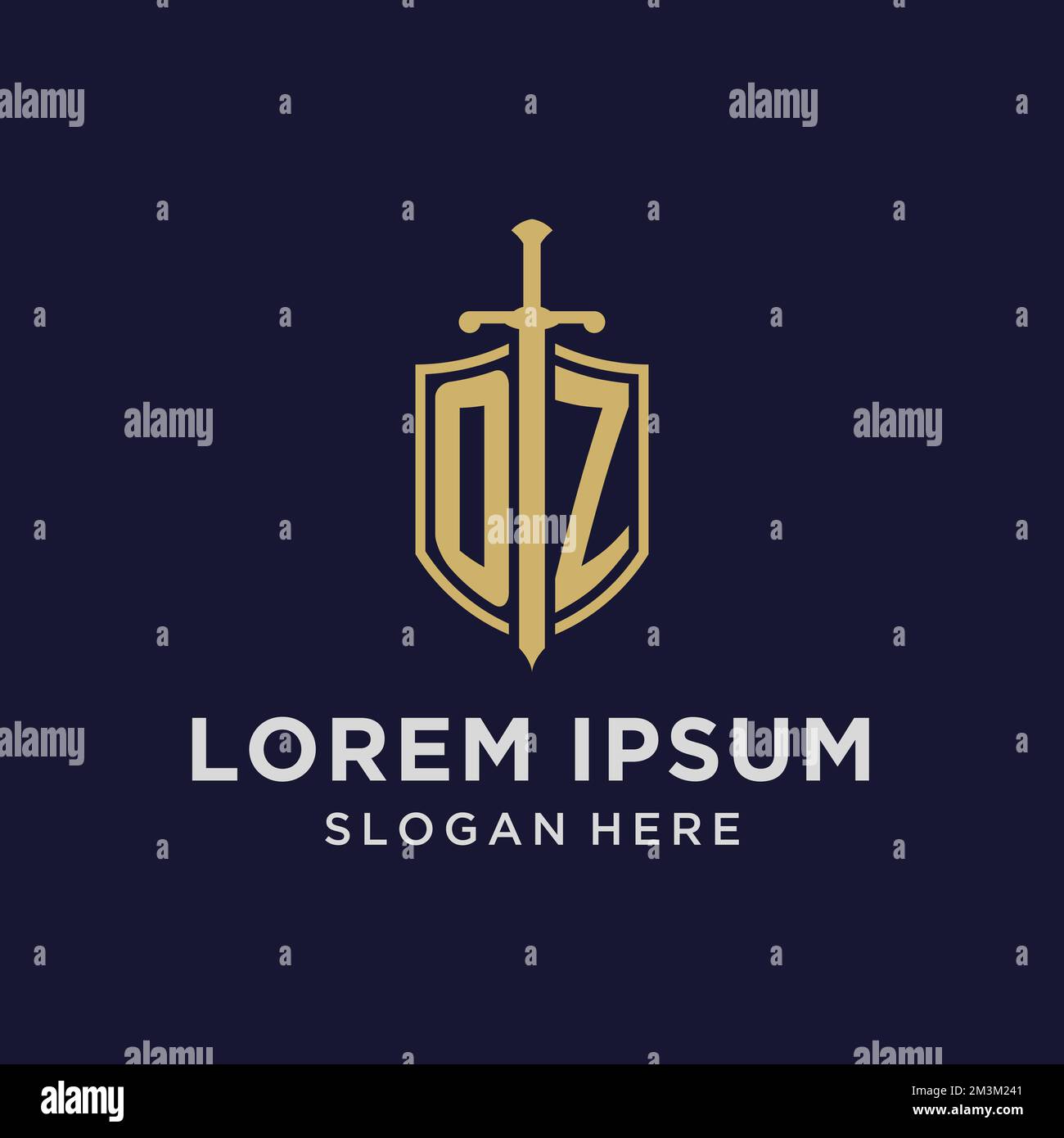 OZ logo initial monogram with shield and sword design ideas Stock ...