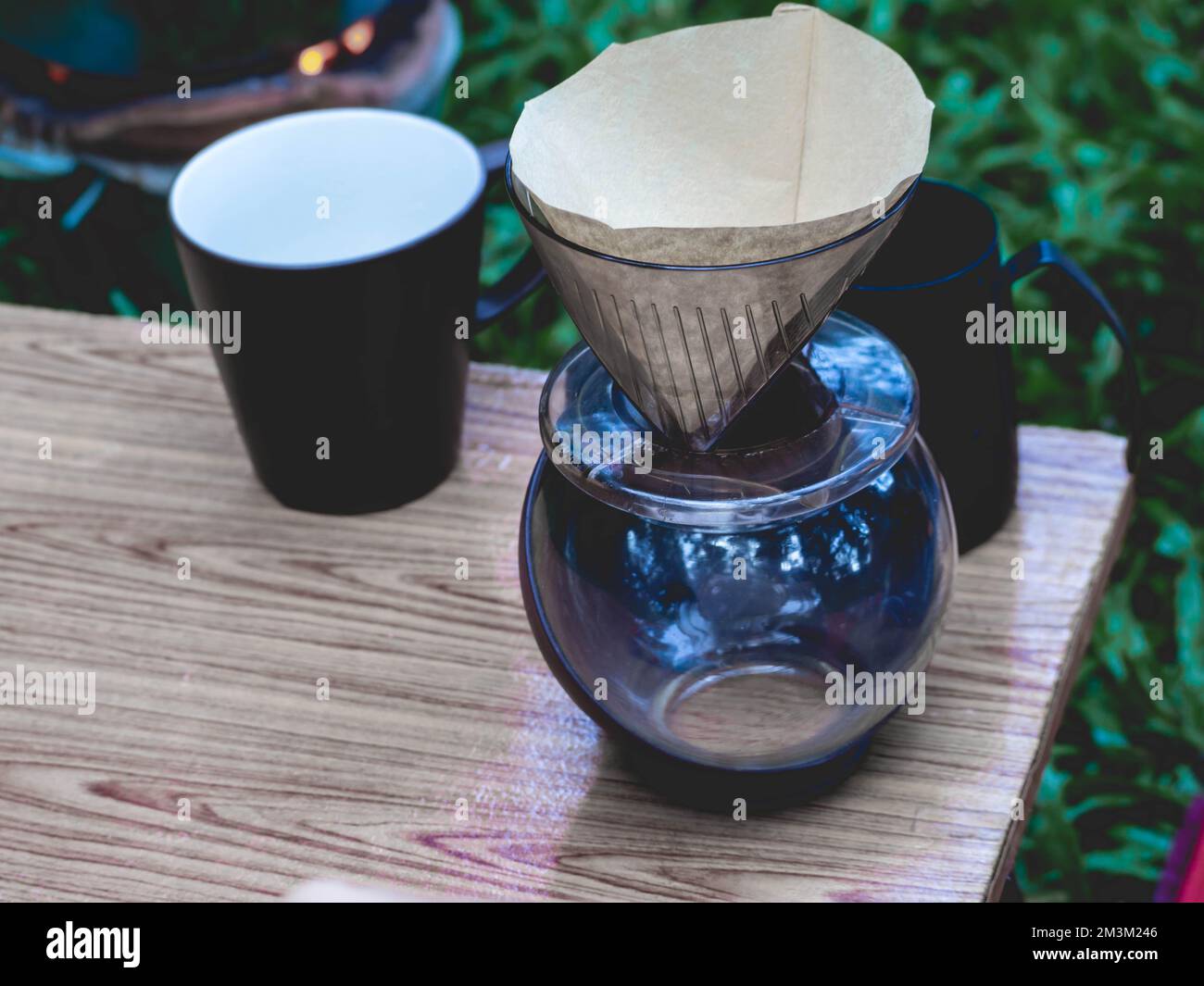 Tools for dripping coffee and dripping coffee Stock Photo - Alamy