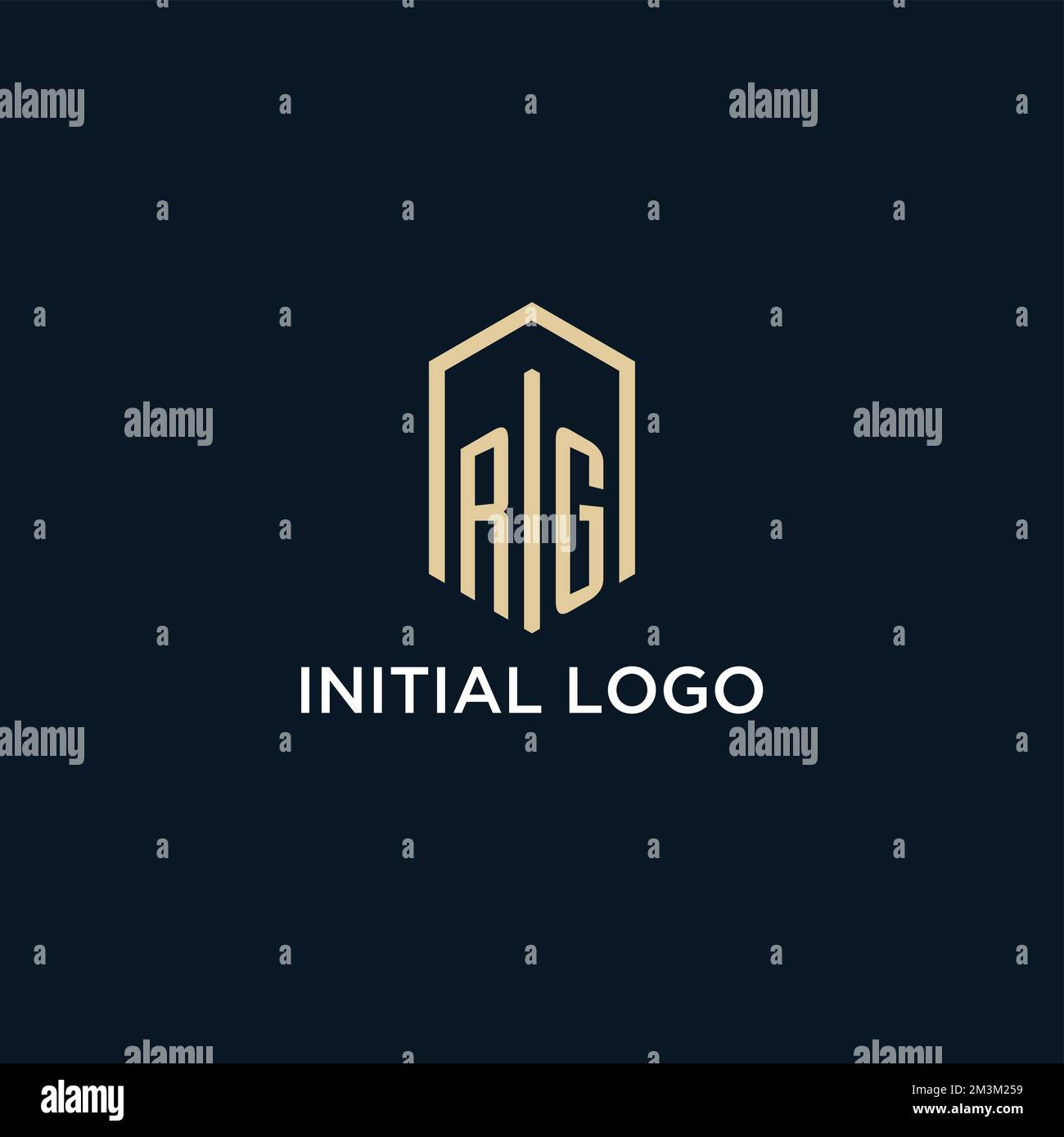 RG initial monogram logo with hexagonal shape style, real estate logo ...