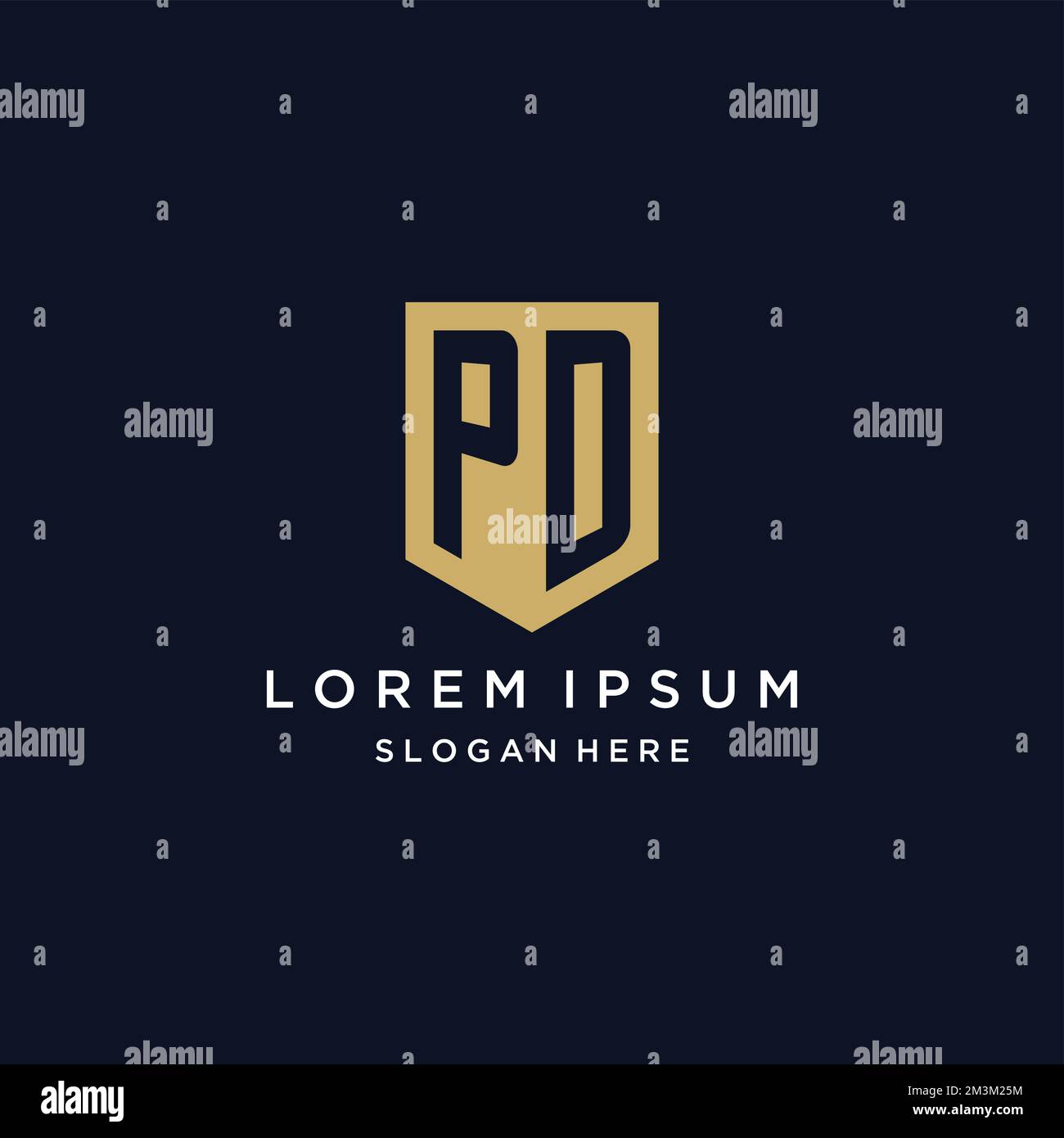 PD monogram initials logo design with shield icon template Stock Vector ...
