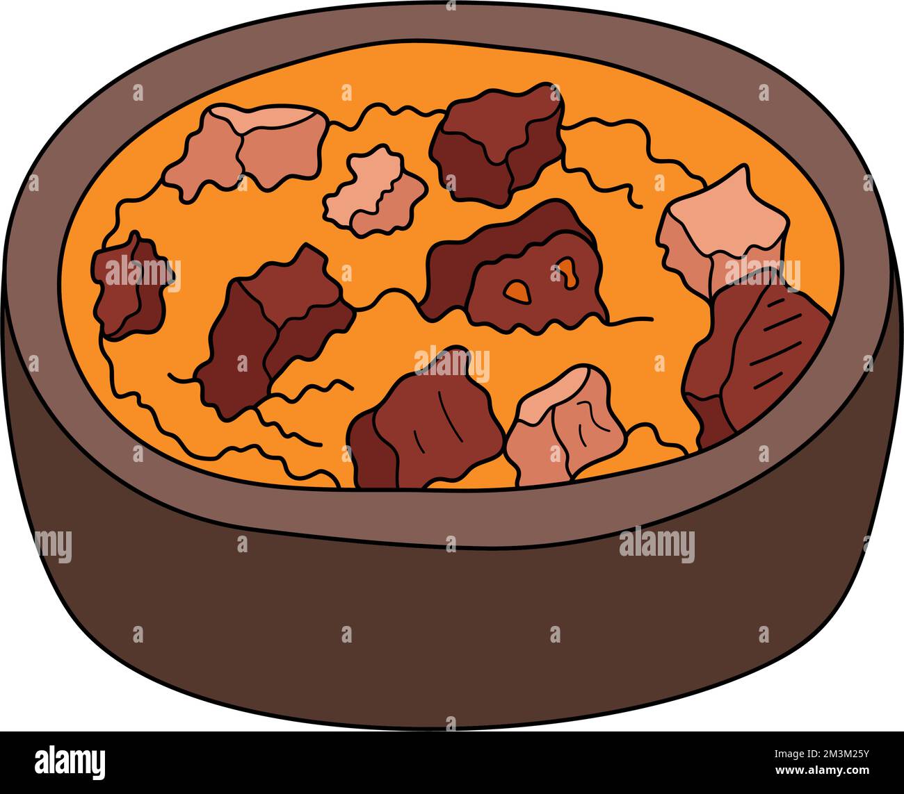 Kapama is spicy stew meats. Bulgarian traditional food. Vector hand ...