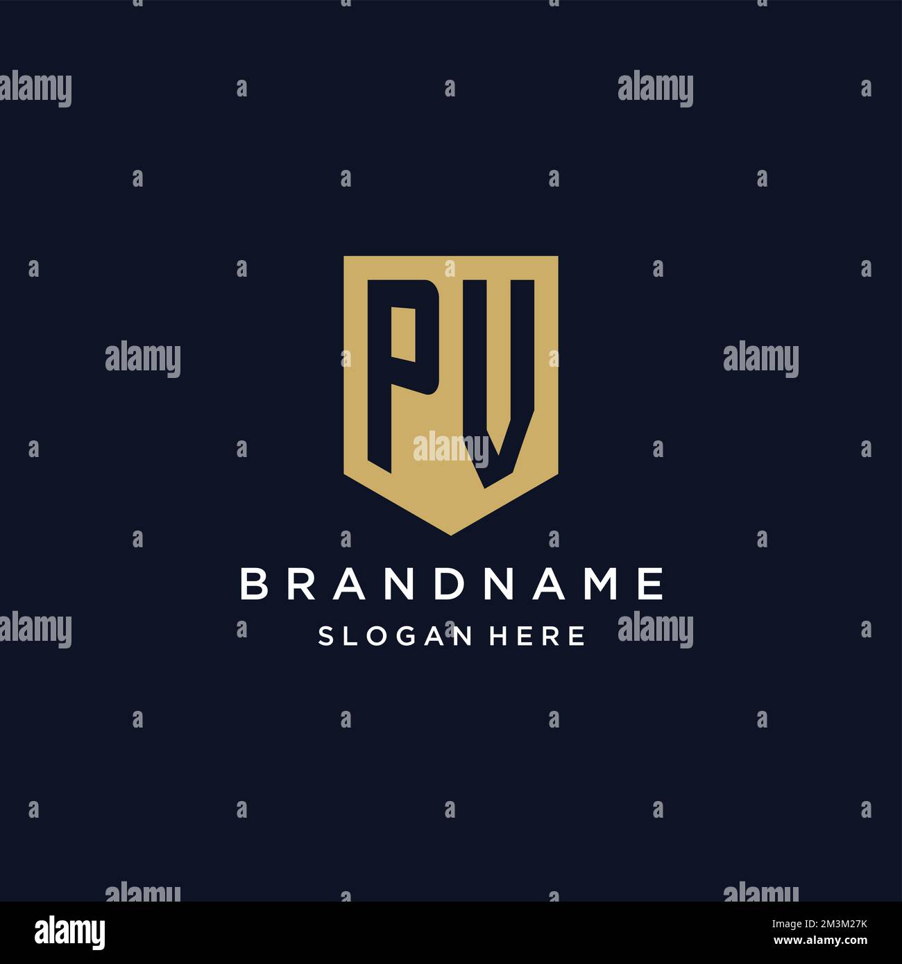 PV monogram initials logo design with shield icon template Stock Vector ...