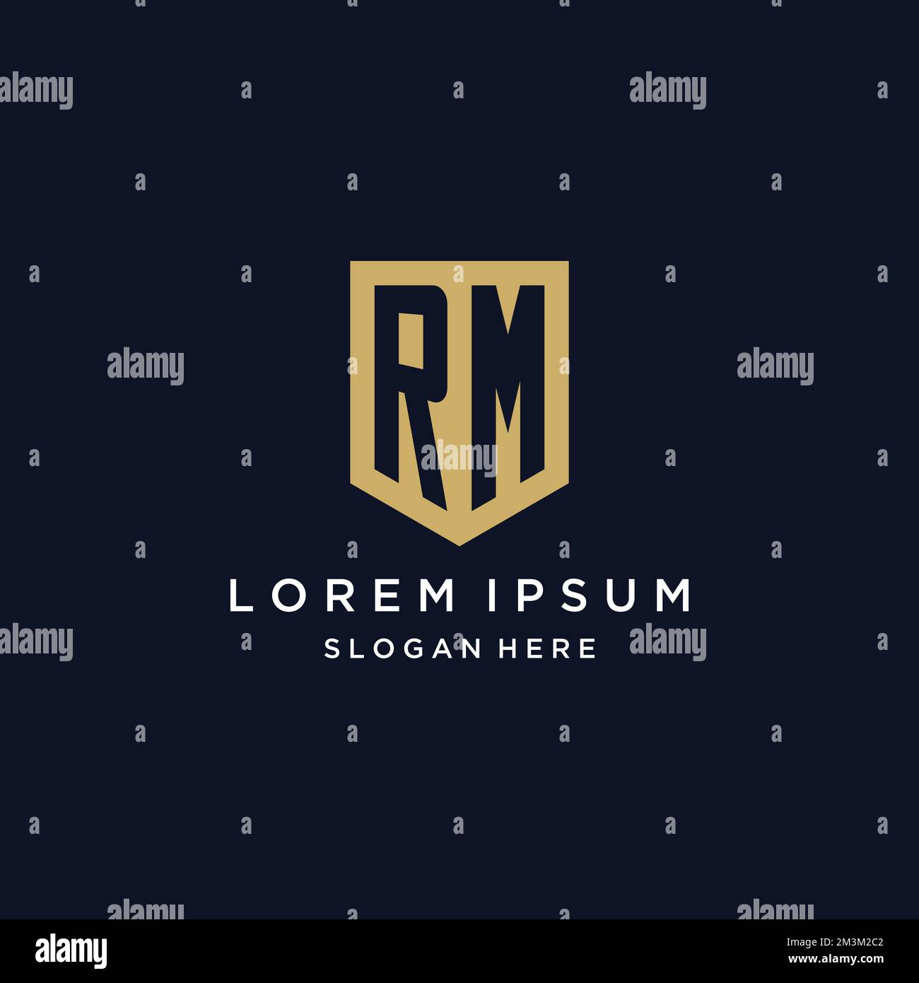 RM monogram initials logo design with shield icon template Stock Vector ...