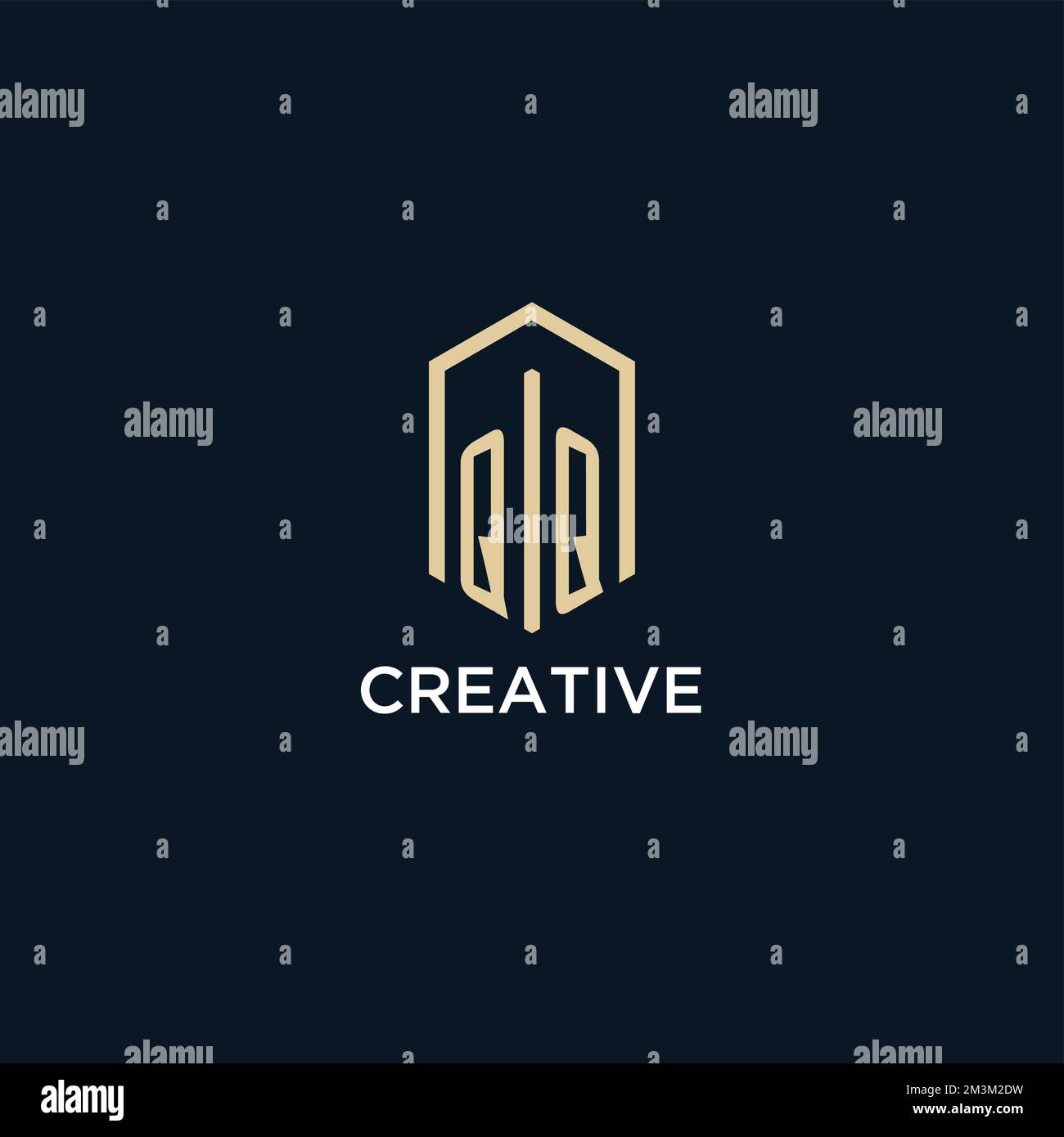 QQ initial monogram logo with hexagonal shape style, real estate logo design ideas inspiration ...