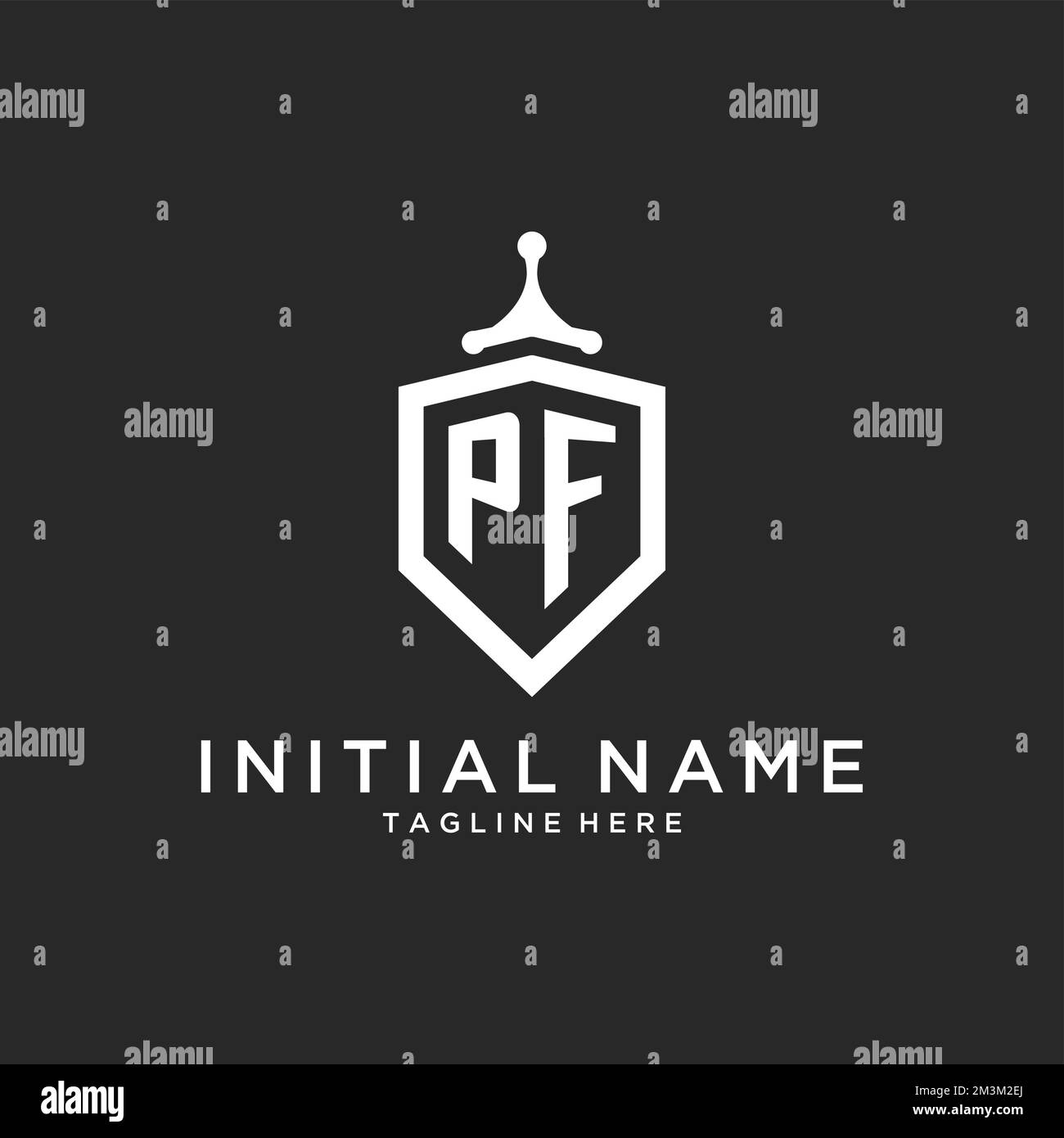 PF monogram logo initial with shield guard shape design ideas Stock ...