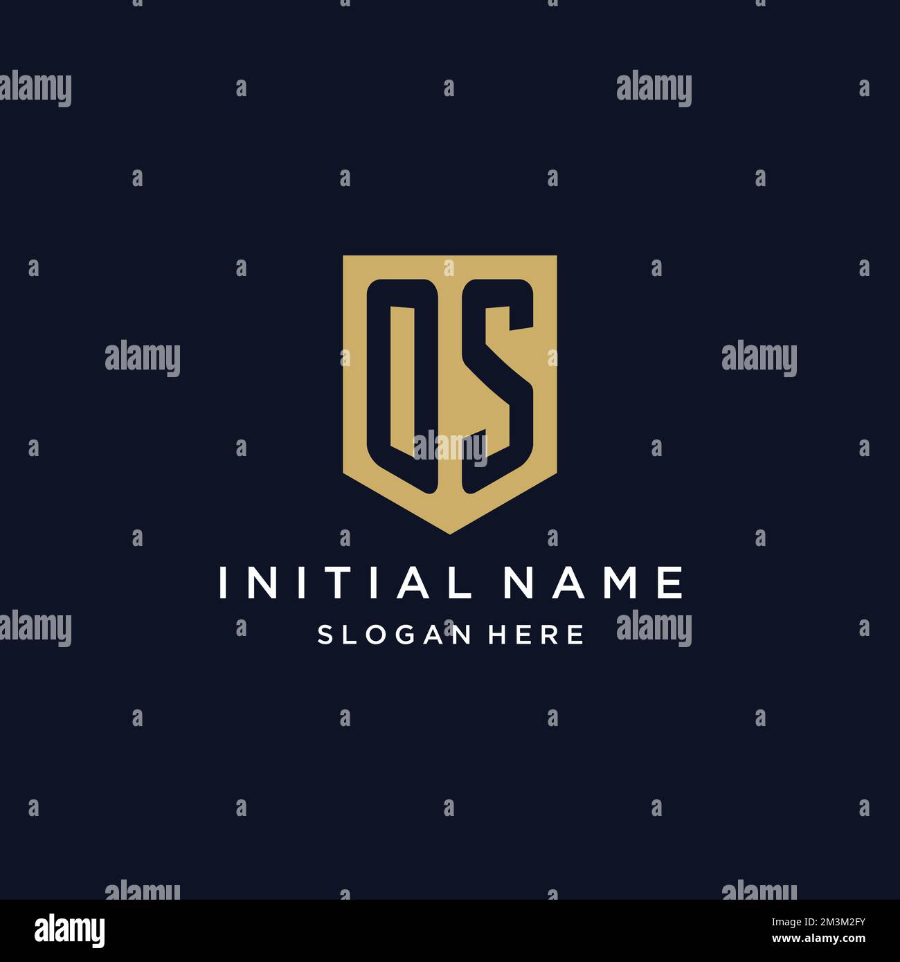Os Monogram Initials Logo Design With Shield Icon Template Stock Vector