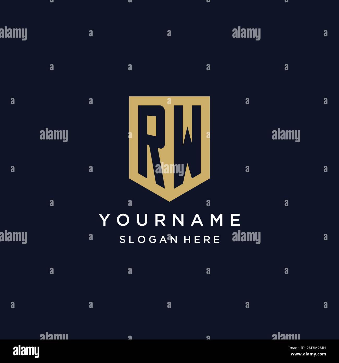 RW monogram initials logo design with shield icon template Stock Vector ...