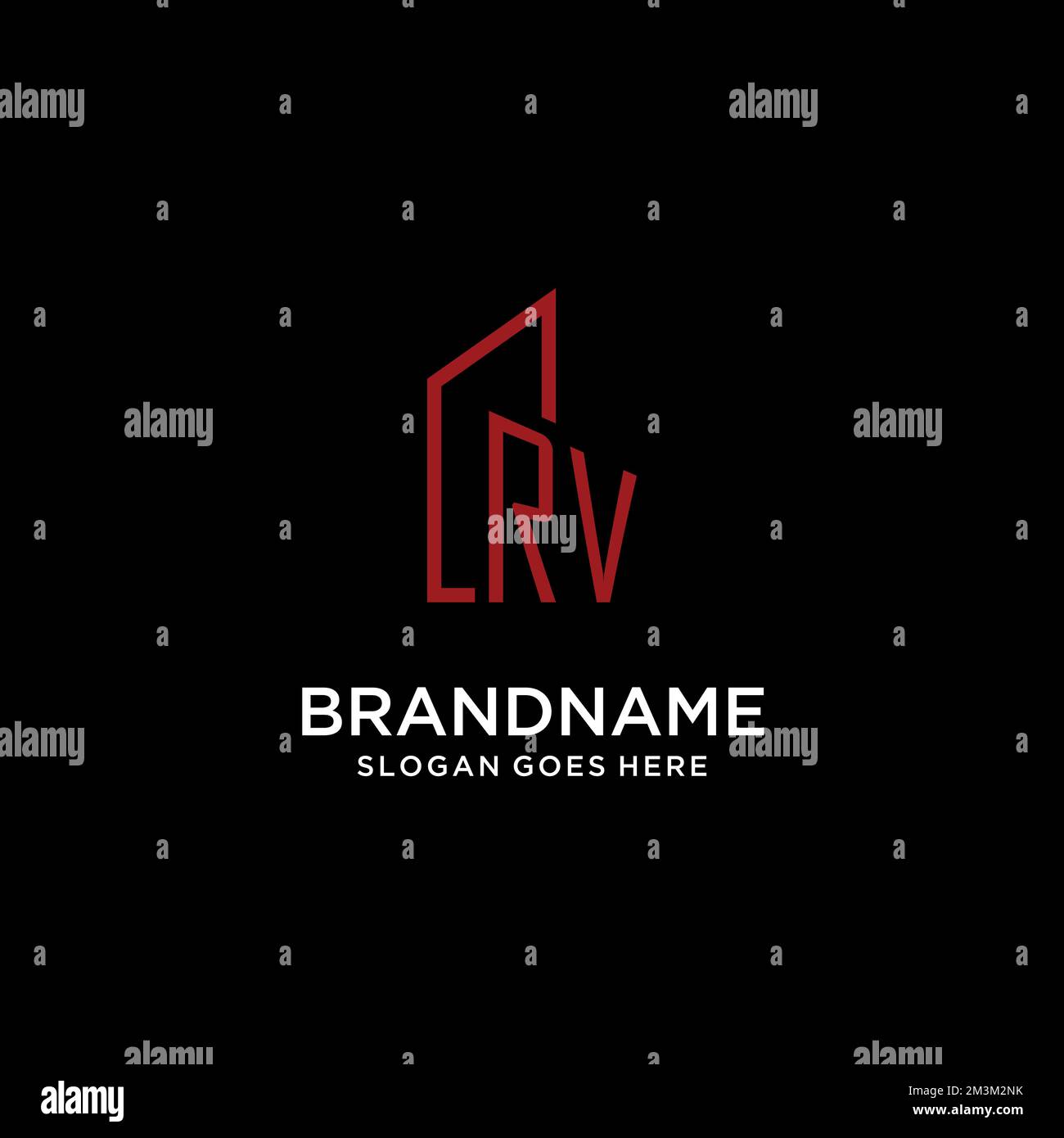 RV initial monogram with building logo design ideas Stock Vector Image ...