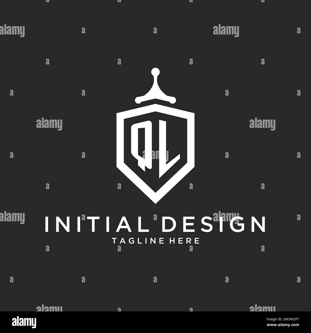 QL monogram logo initial with shield guard shape design ideas Stock ...