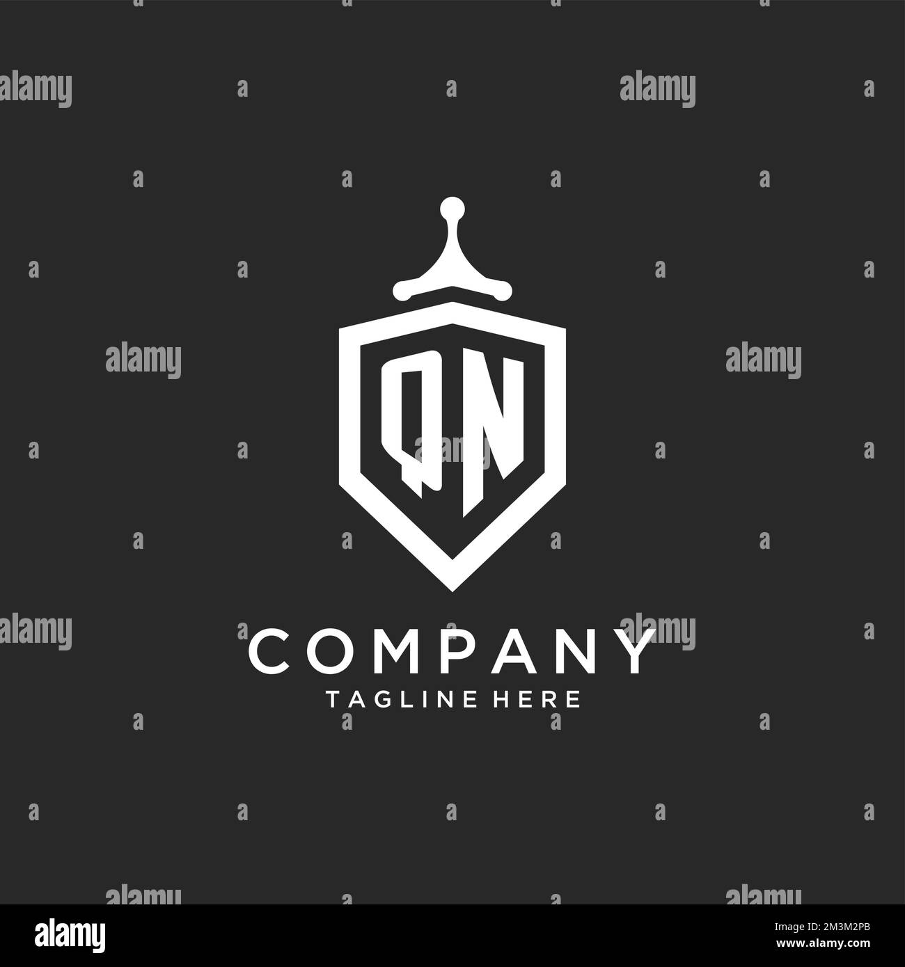 QN monogram logo initial with shield guard shape design ideas Stock ...