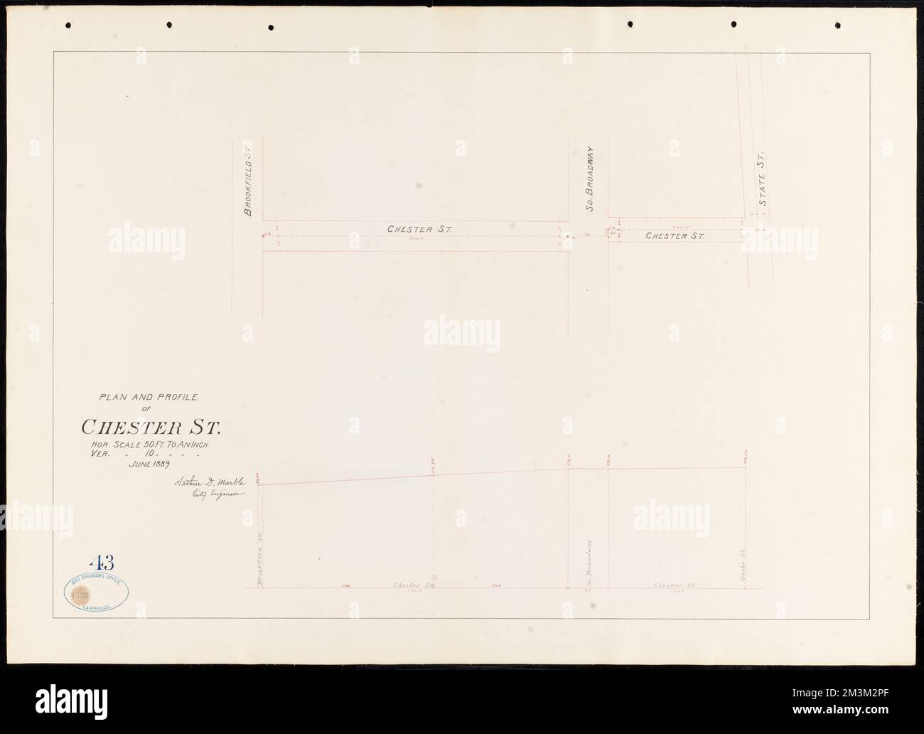 Plan and profile of Chester St. , Streets. Lawrence Stock Photo - Alamy