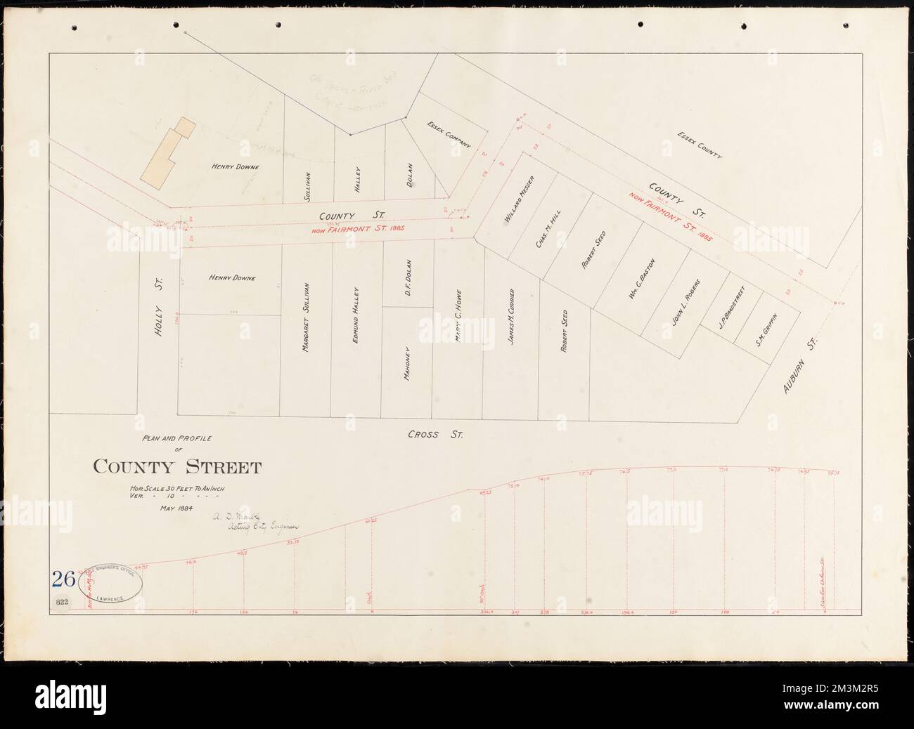 Plan and profile of County Street , Streets. Lawrence Stock Photo - Alamy