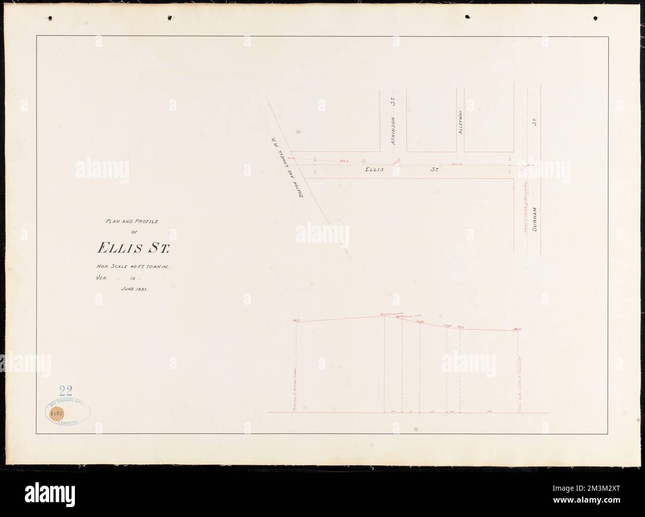 Plan and profile of Ellis St. , Streets. Lawrence Stock Photo - Alamy