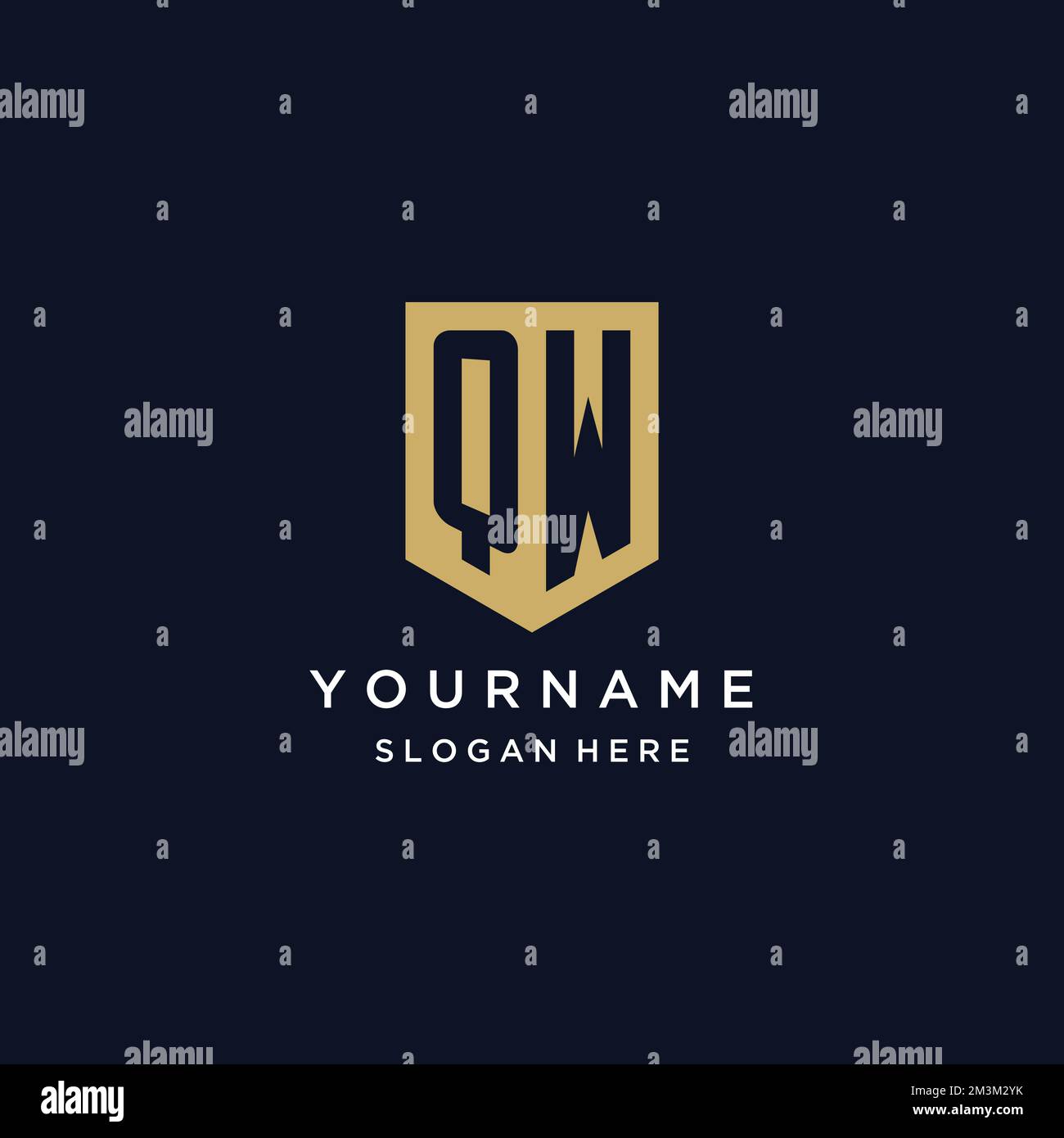 QW monogram initials logo design with shield icon template Stock Vector ...