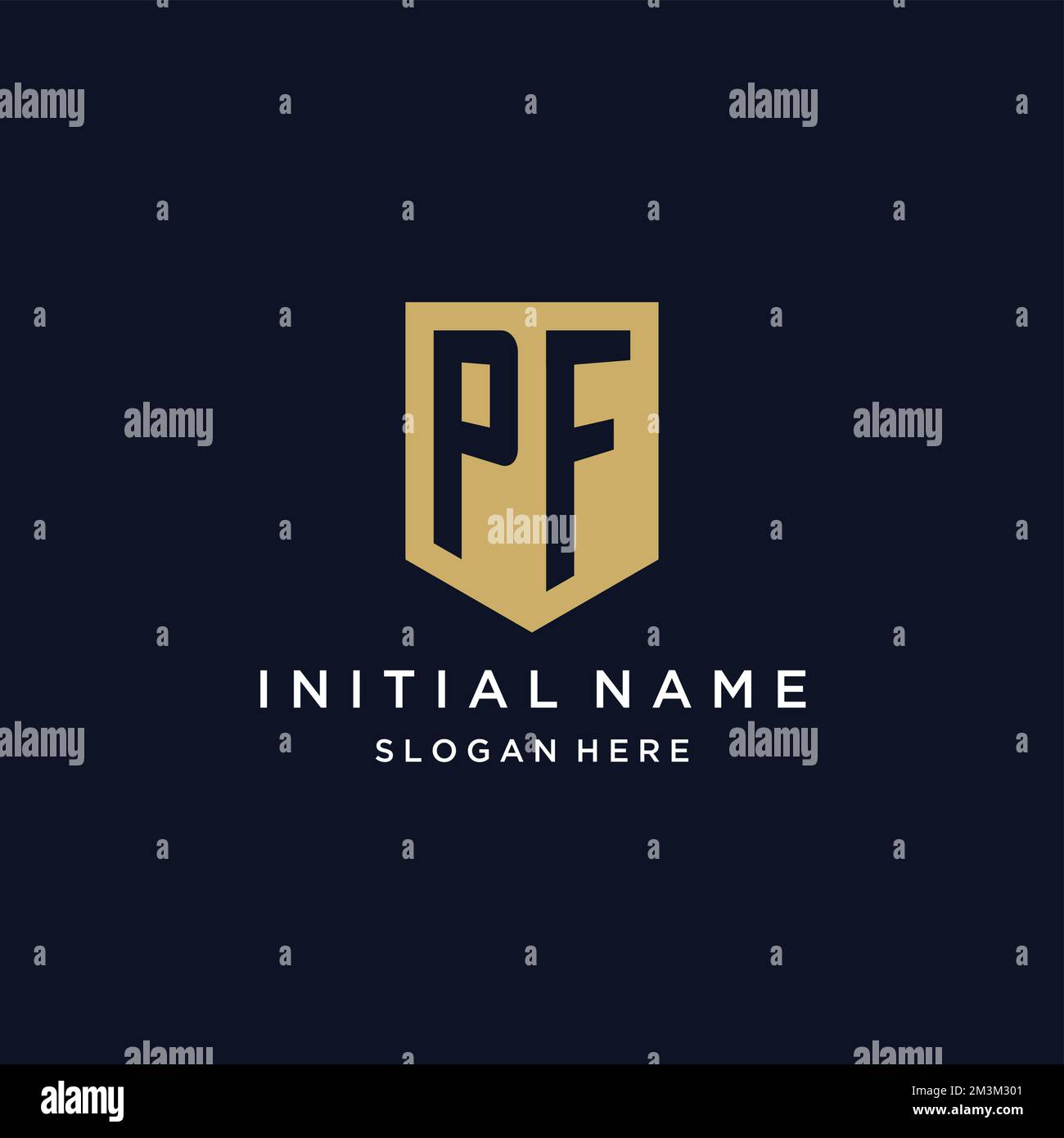 PF monogram initials logo design with shield icon template Stock Vector ...